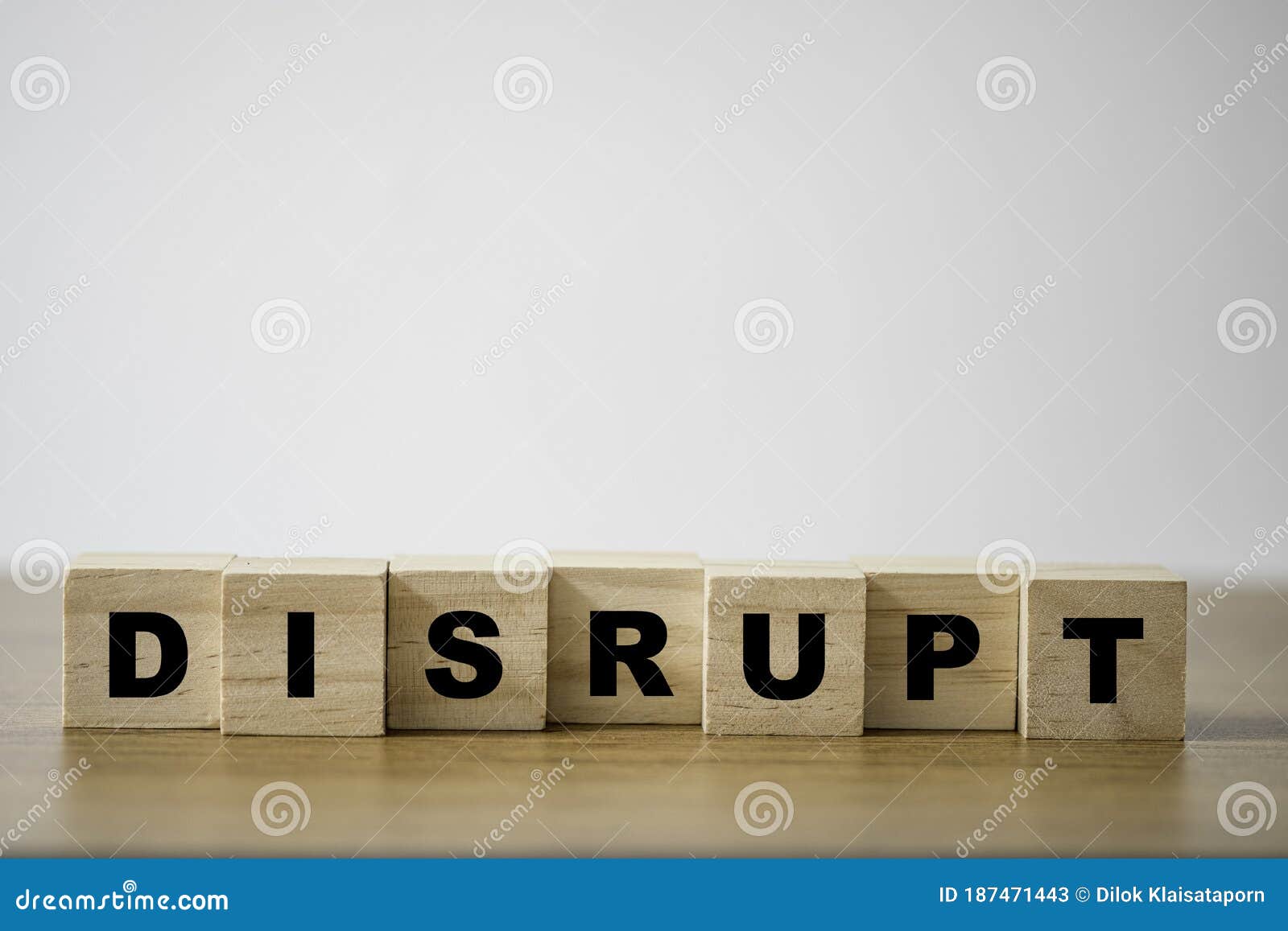 Disrupt Wording Print Screen on Wooden Cubes Block on Table Stock Image ...