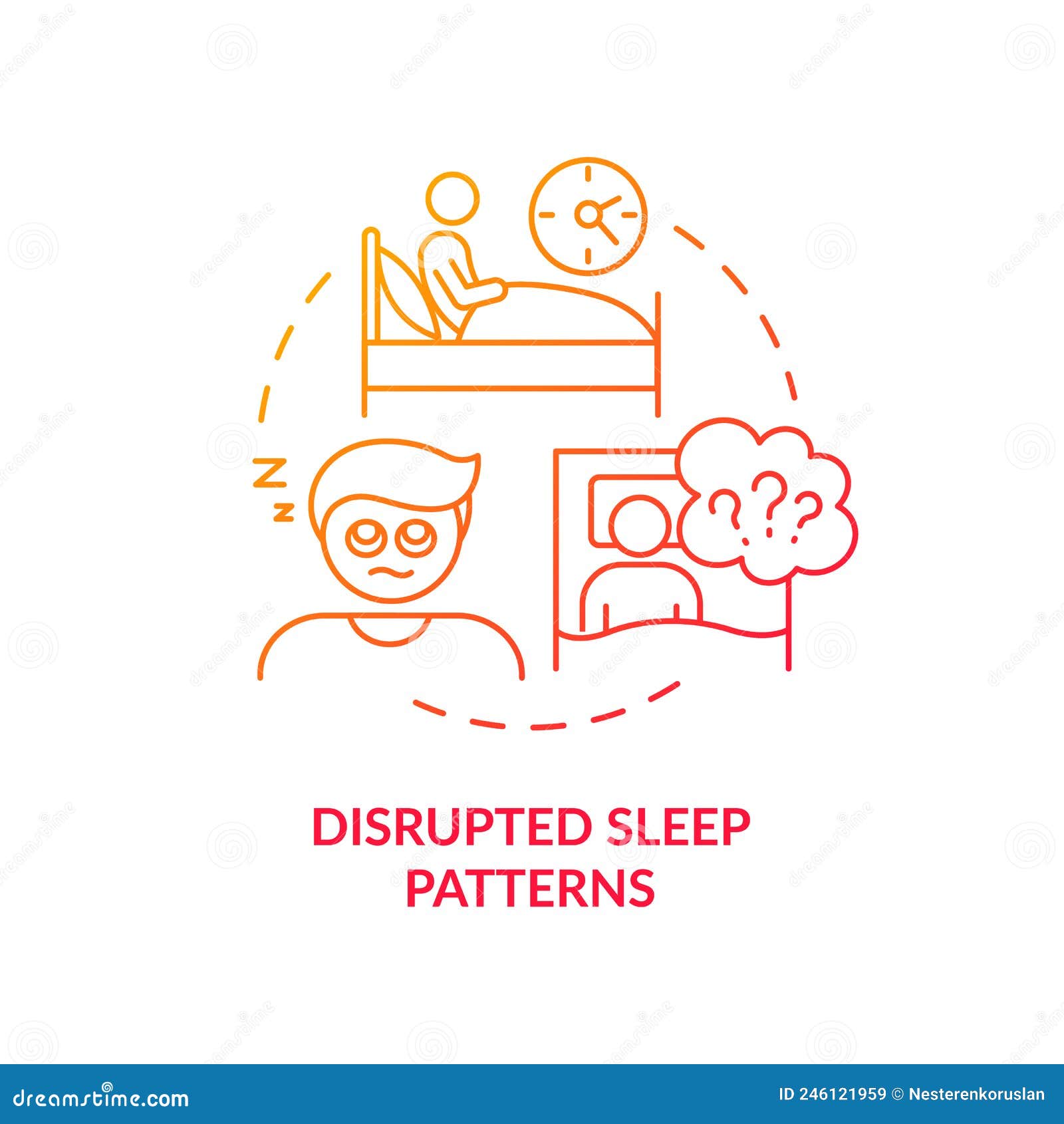 Disrupted Sleep Patterns Red Gradient Concept Icon Stock Vector ...