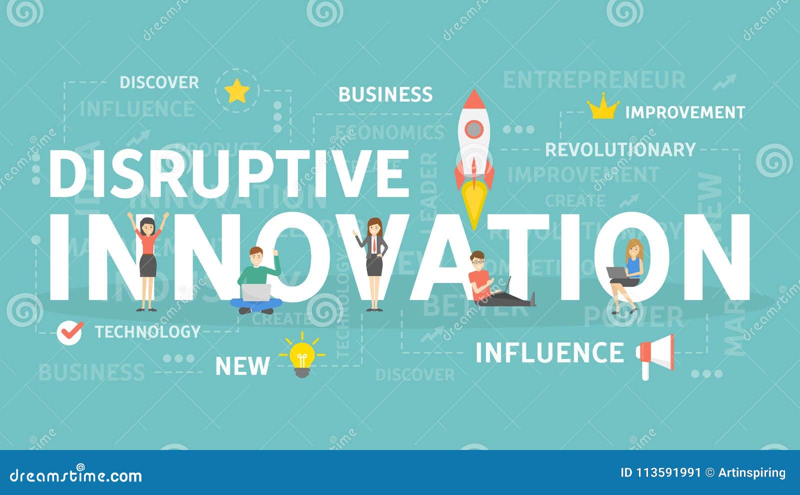 Disruptive Innovation Concept. Creative Idea And Unique Cartoon Vector ...
