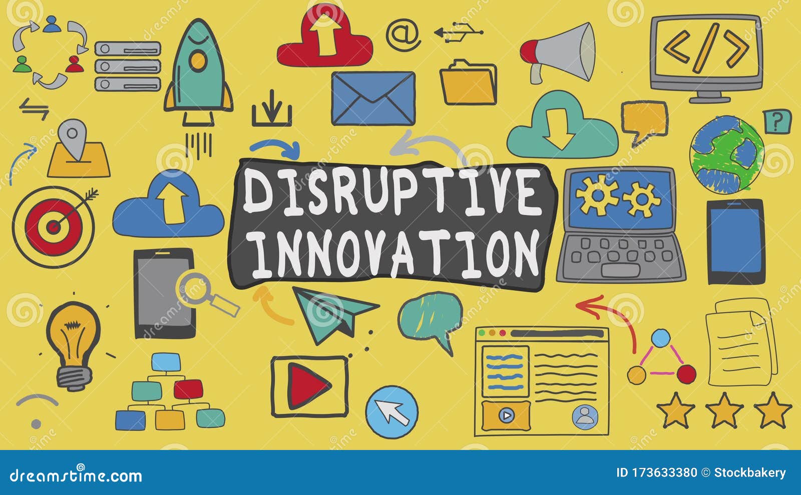 Disruptive Innovation, Yellow Illustration Graphic Technology Concept ...