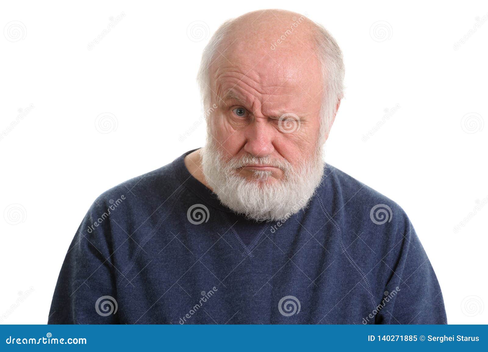 Dissatisfied Displeased Old Man Isolated Portrait Stock Image Image