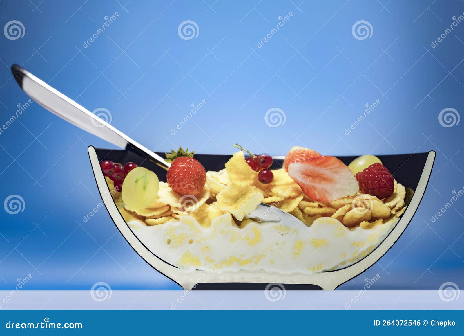 Dissected Half Plate with Corn Flakes and Fruit Stock Photo - Image of ...