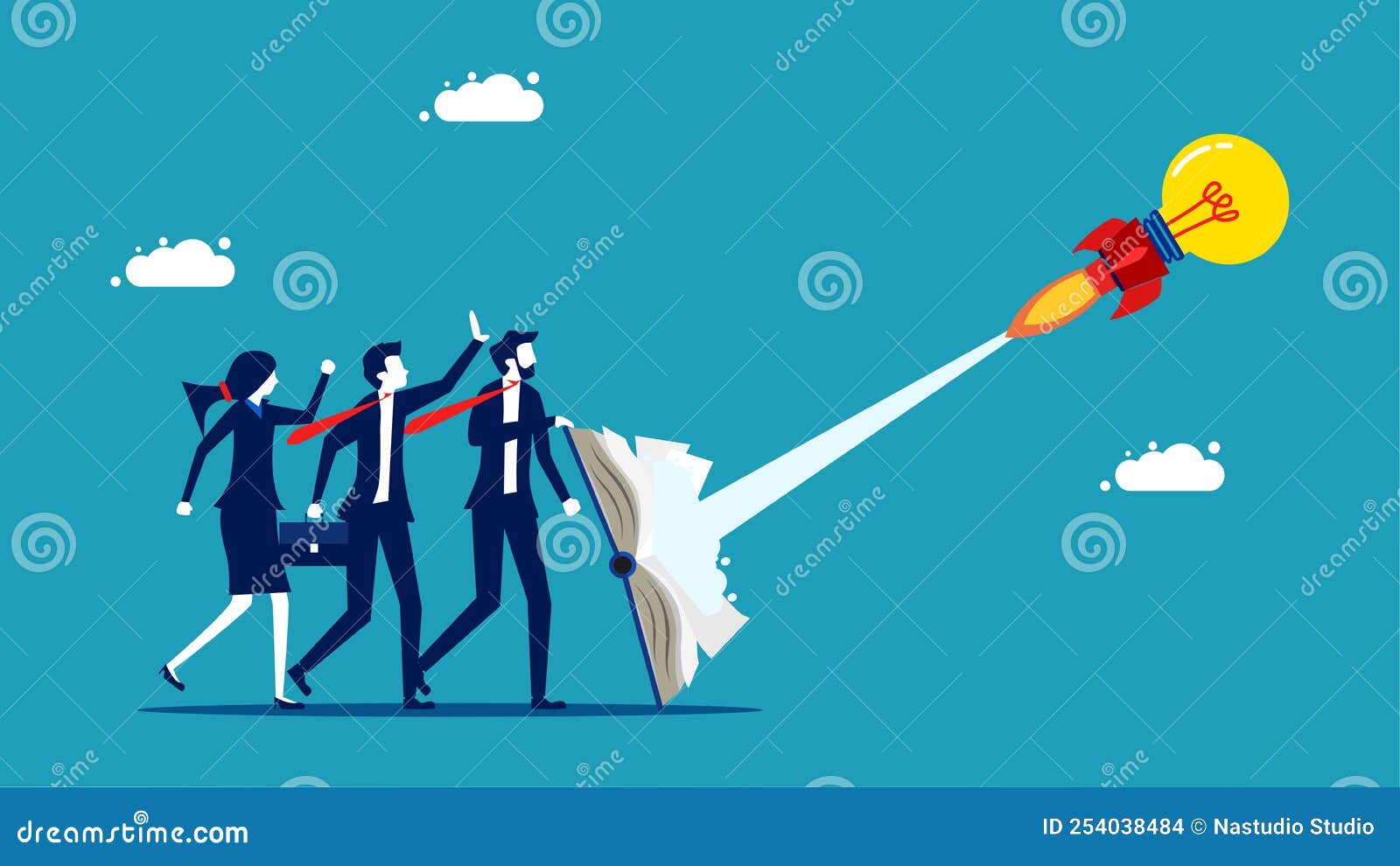 Disseminate Knowledge And Innovation. Businessman Launching A Light ...