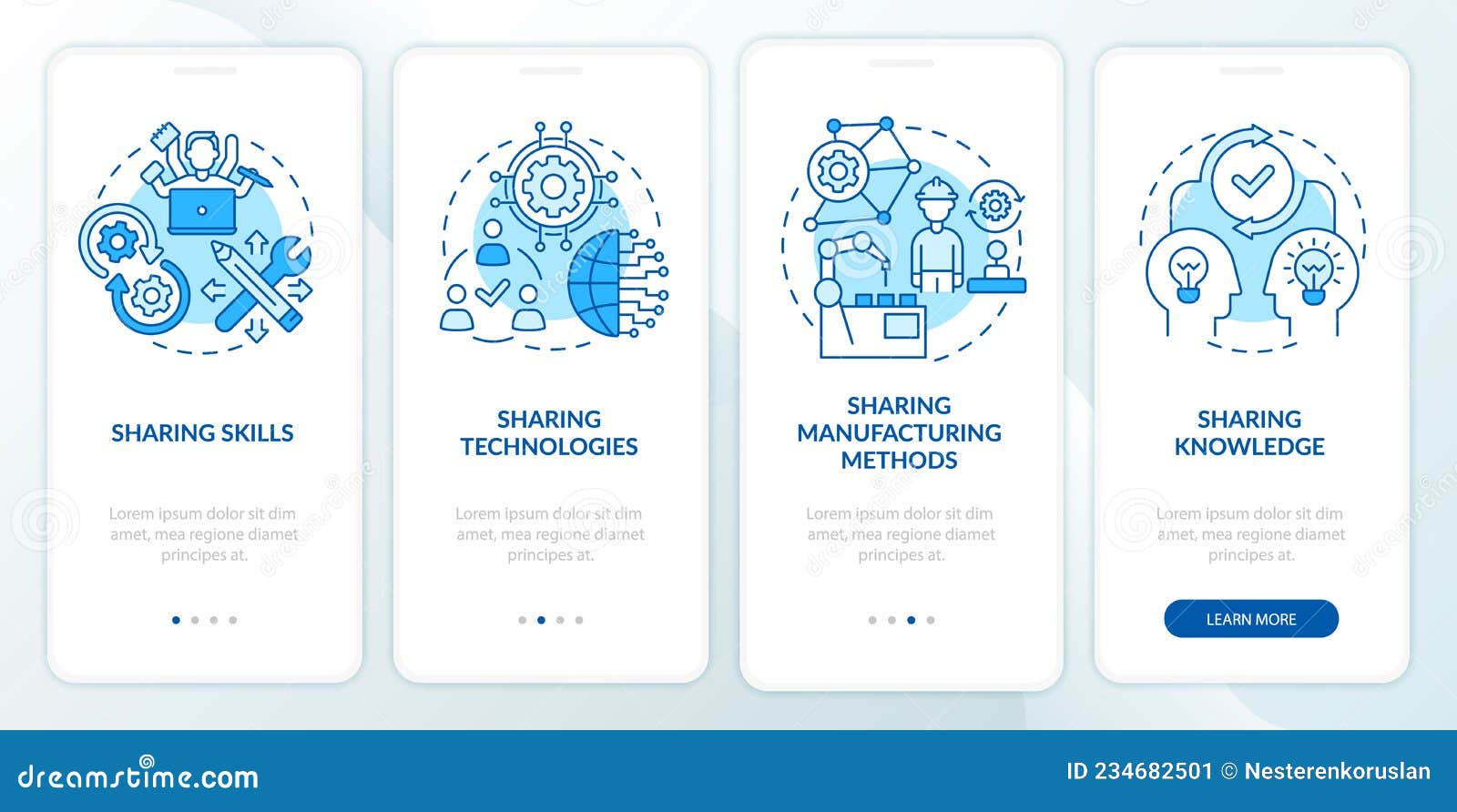 Dissemination Methods Onboarding Mobile App Page Screen Stock Vector ...