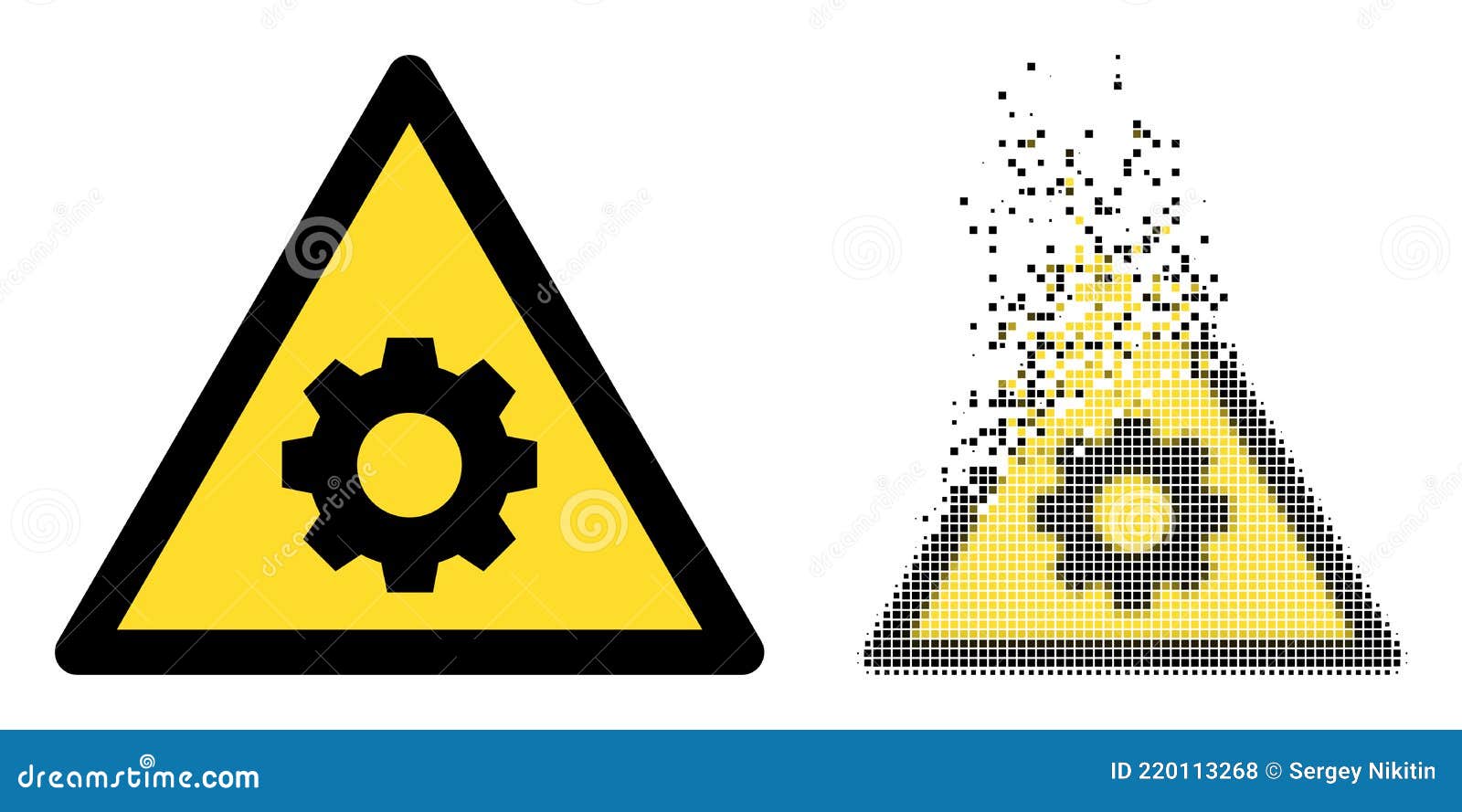 Dissipated Dot and Original Gear Warning Icon Stock Vector ...