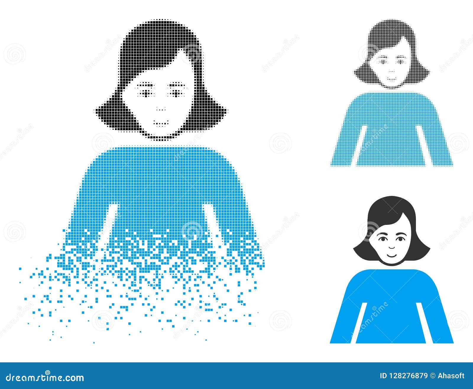Dissipated Dotted Halftone Lady Icon with Face Stock Vector ... Dissipated Dotted Halftone Lady Icon with Face Stock Vector ...