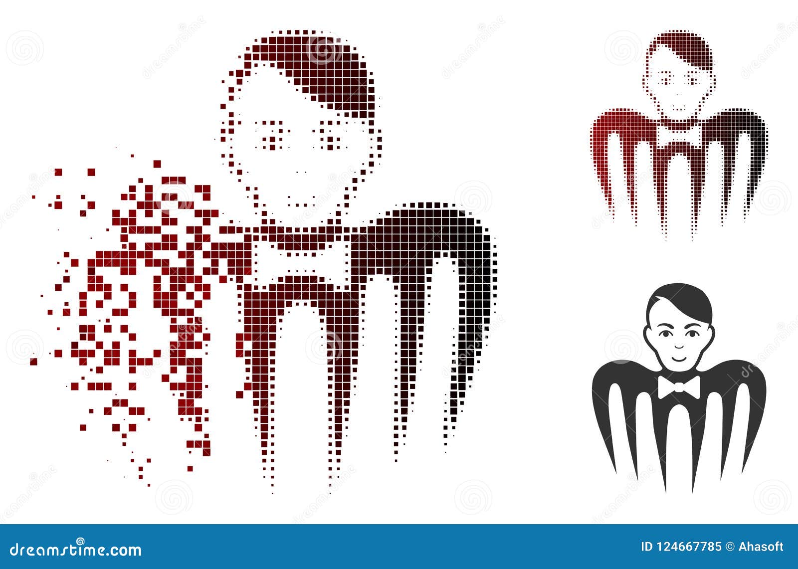 Dissipated Dotted Halftone Spectre Man Icon with Face Stock Vector ...