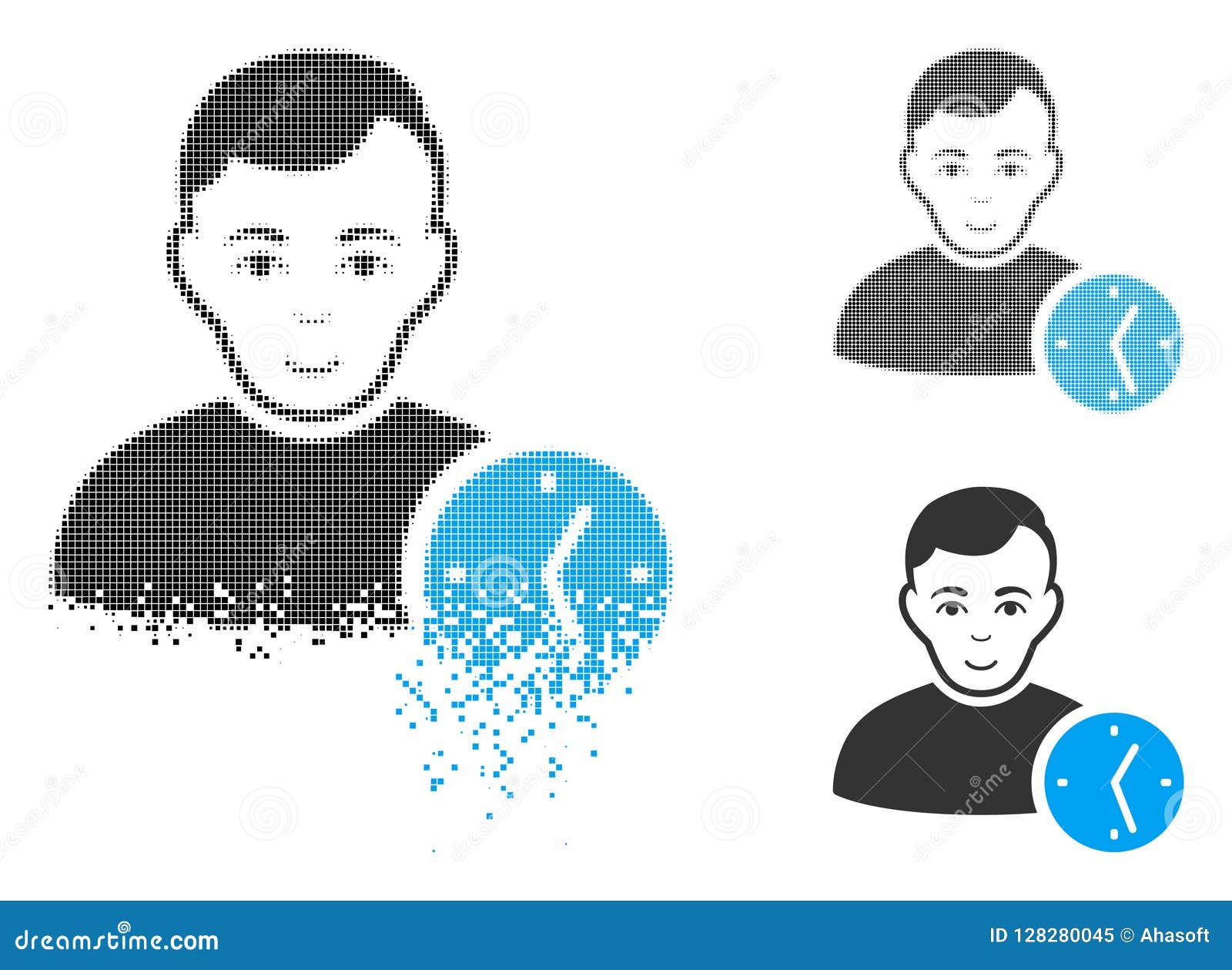 Dissipated Dotted Halftone User Clock Icon with Face Stock Vector ... Dissipated Dotted Halftone User Clock Icon with Face Stock Vector ...