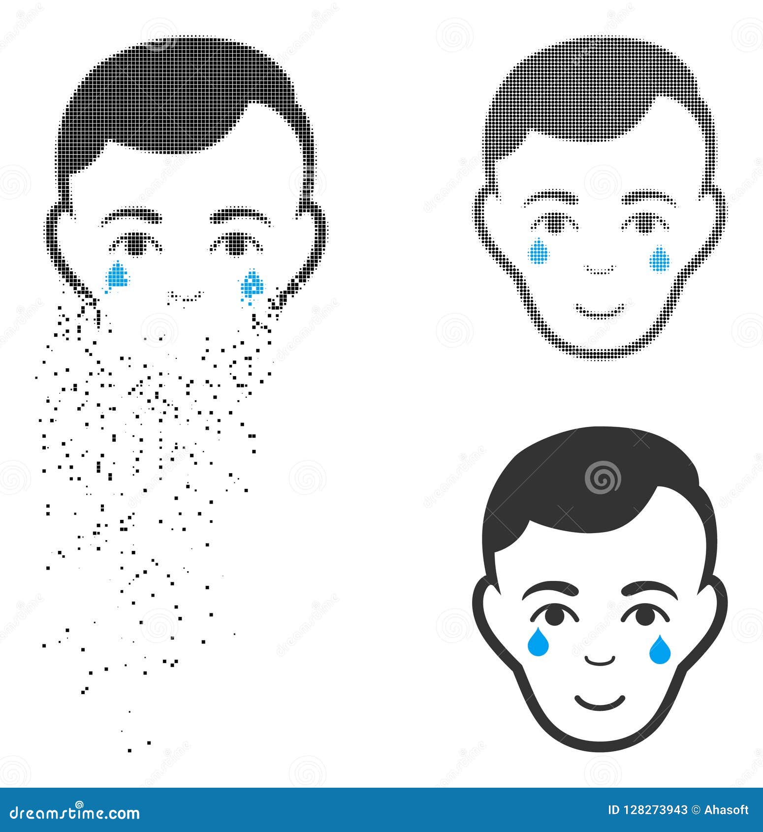 Dissipated Pixel Halftone Crying Man Face Icon with Face Stock Vector ... Dissipated Pixel Halftone Crying Man Face Icon with Face Stock Vector ...