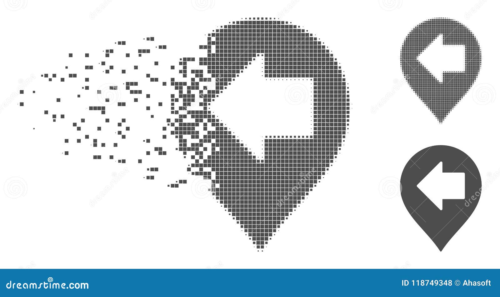 Dissipated Pixel Halftone Left Arrow Marker Icon Stock Vector ...