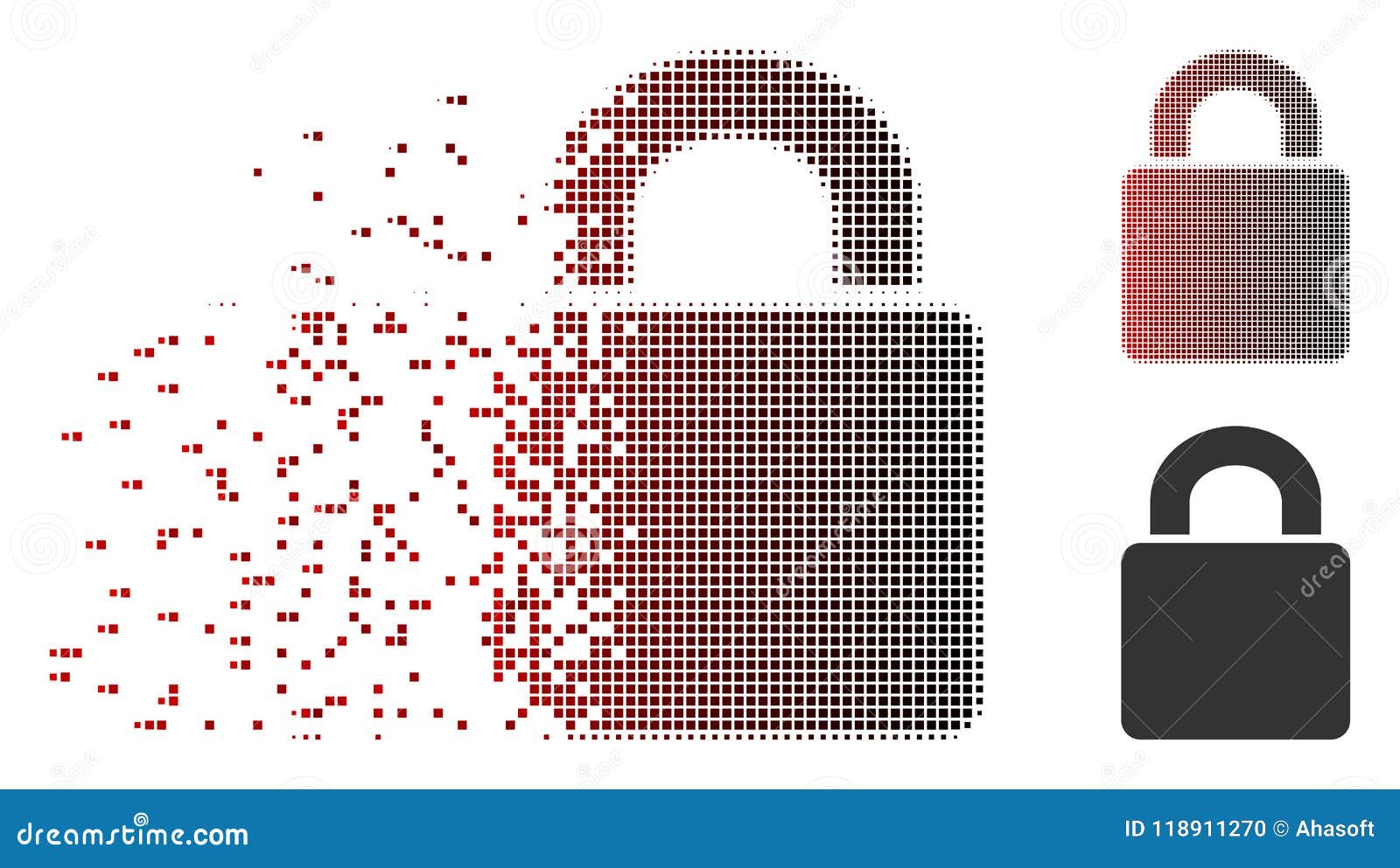 Dissipated Pixel Halftone Lock Icon Stock Vector - Illustration of ...