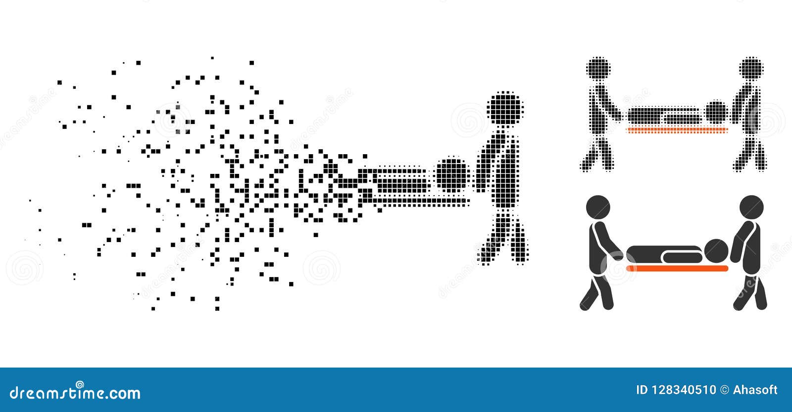 Dissipated Pixelated Halftone Patient Stretcher Icon Stock Vector ...