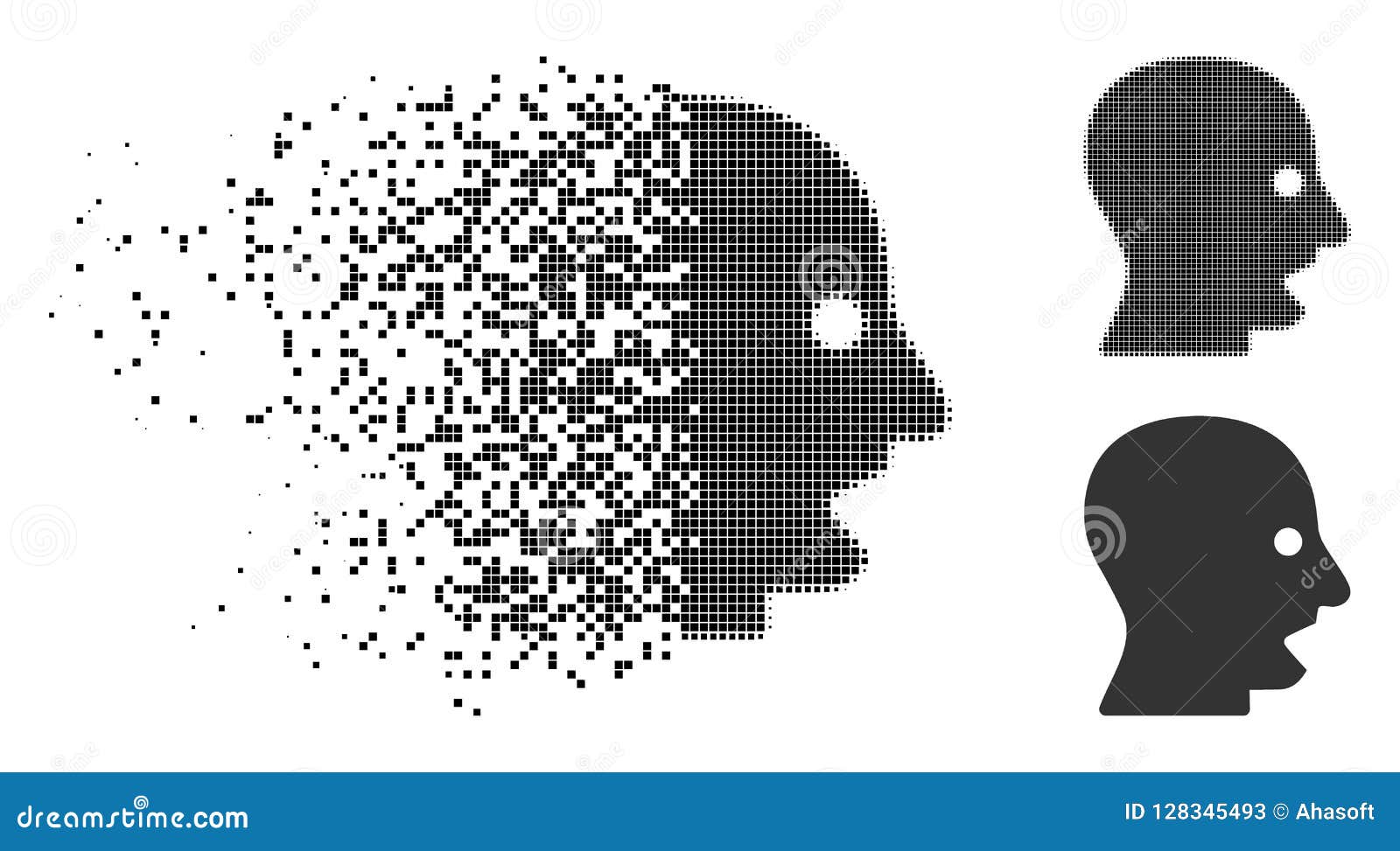 Dissipated Pixelated Halftone Shouting Head Icon Stock Vector ...