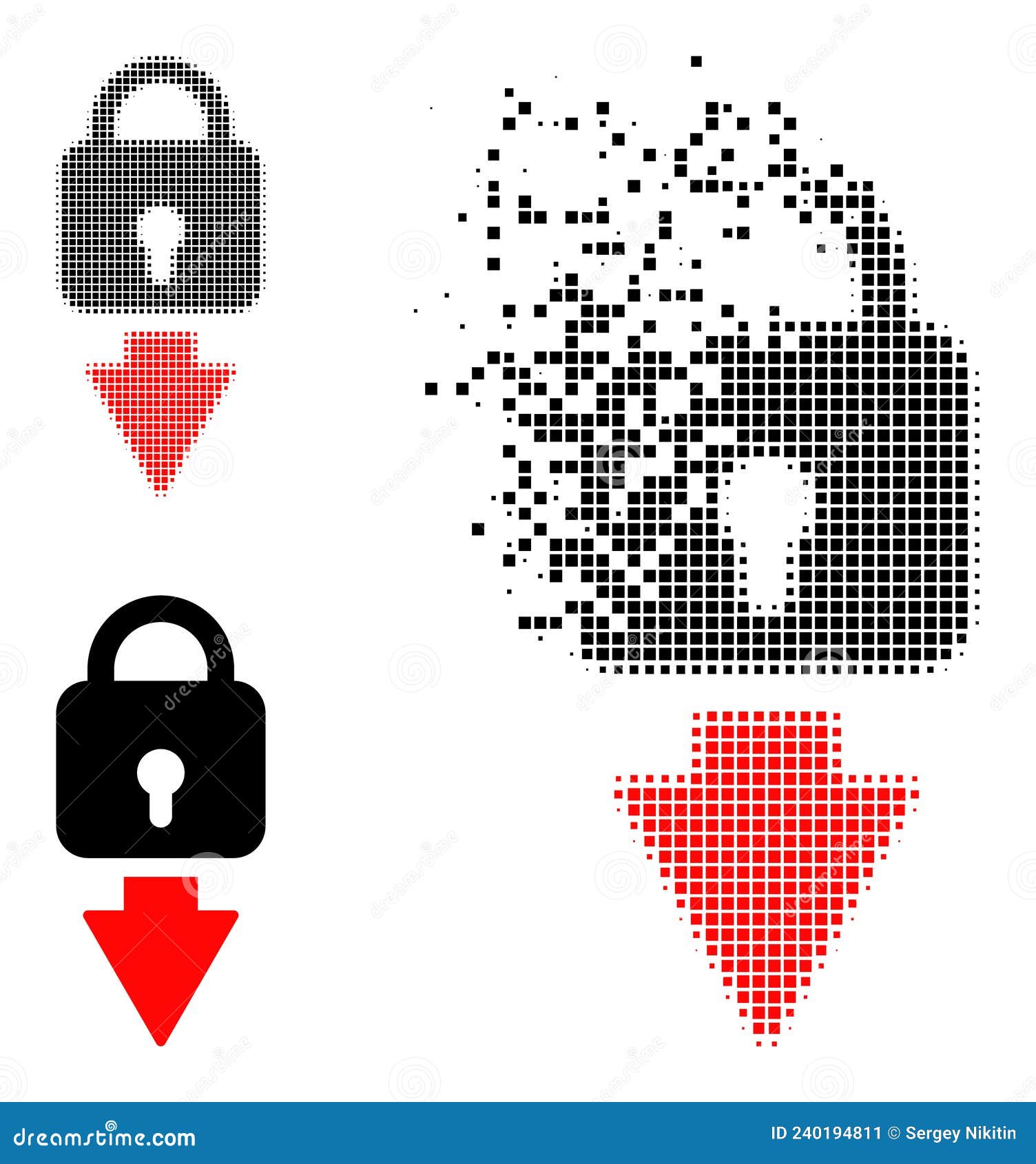 Dissipated Pixelated and Original Lock Down Icon Stock Vector ...