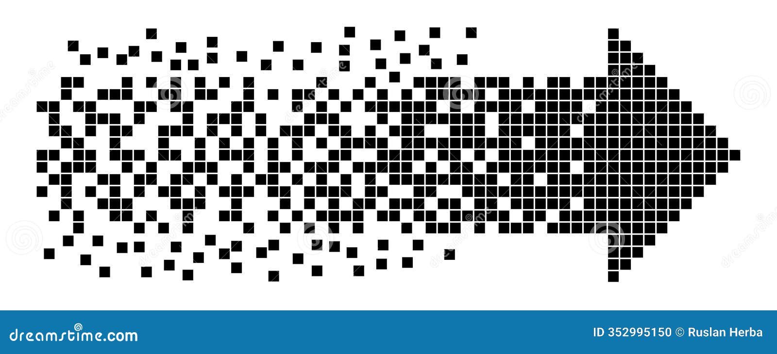 Dissolved Arrow Vector. Destructed, Disappeared, Pixelated Arrow ...