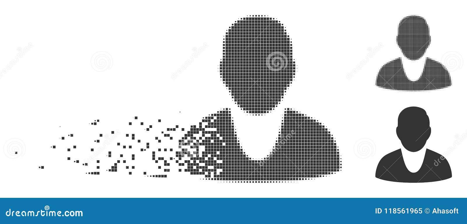 Client Disappearing Pixel Halftone Icon Stock Vector - Illustration of ...