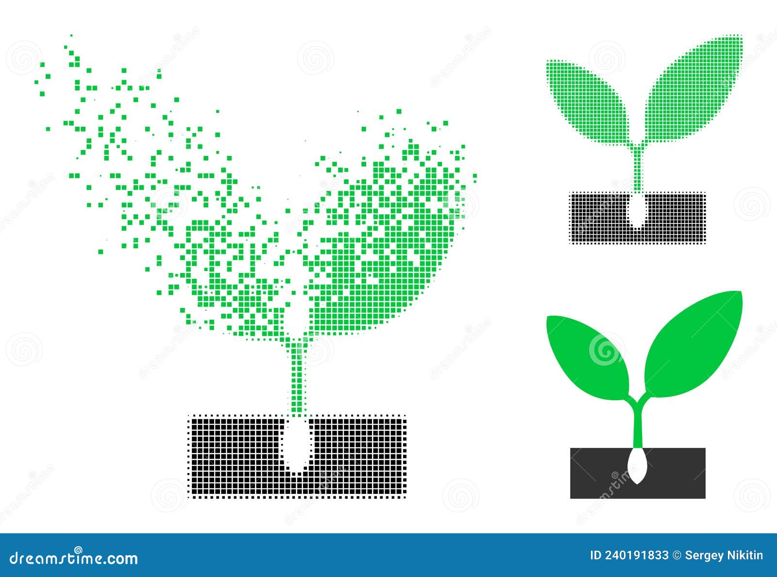 Dissolved Dot and Original Plant Sprout Icon Stock Vector ...