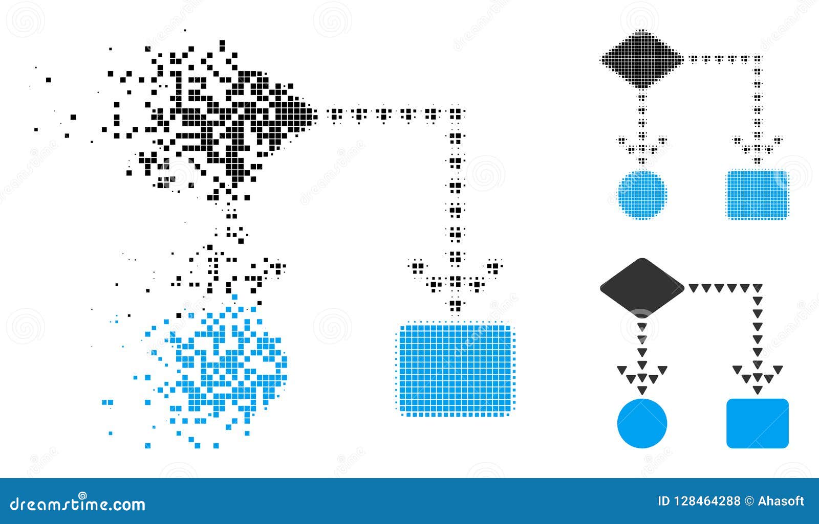 Dissolved Dotted Halftone Algorithm Flowchart Icon Stock Vector ...