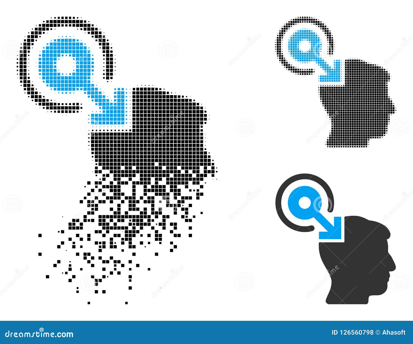 Dissolved Dotted Halftone Brain Interface Plug-in Icon Stock Vector ...