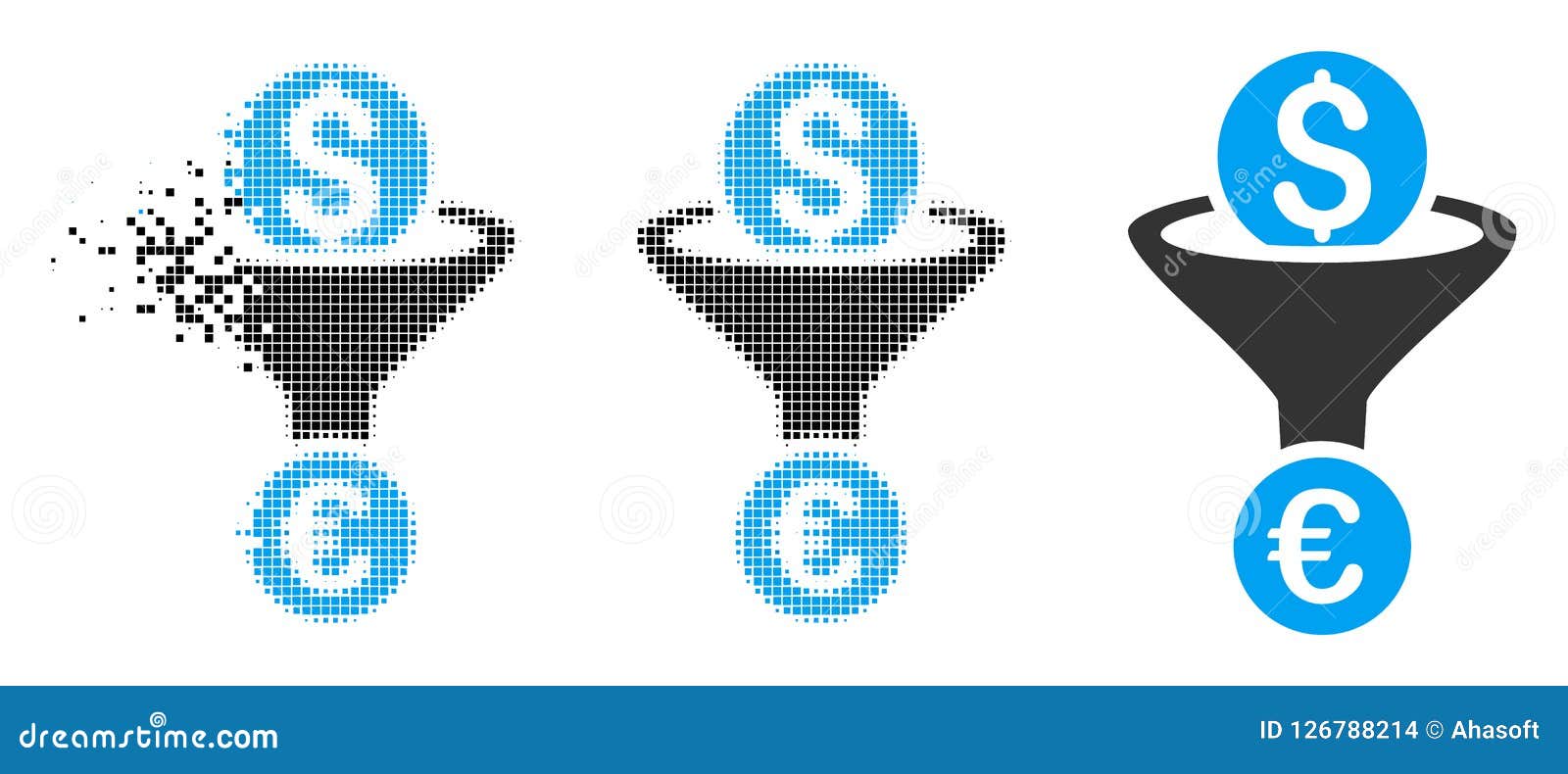 Dissolved Dotted Halftone Dollar Euro Conversion Funnel Icon Stock ... Dissolved Dotted Halftone Dollar Euro Conversion Funnel Icon Stock ...