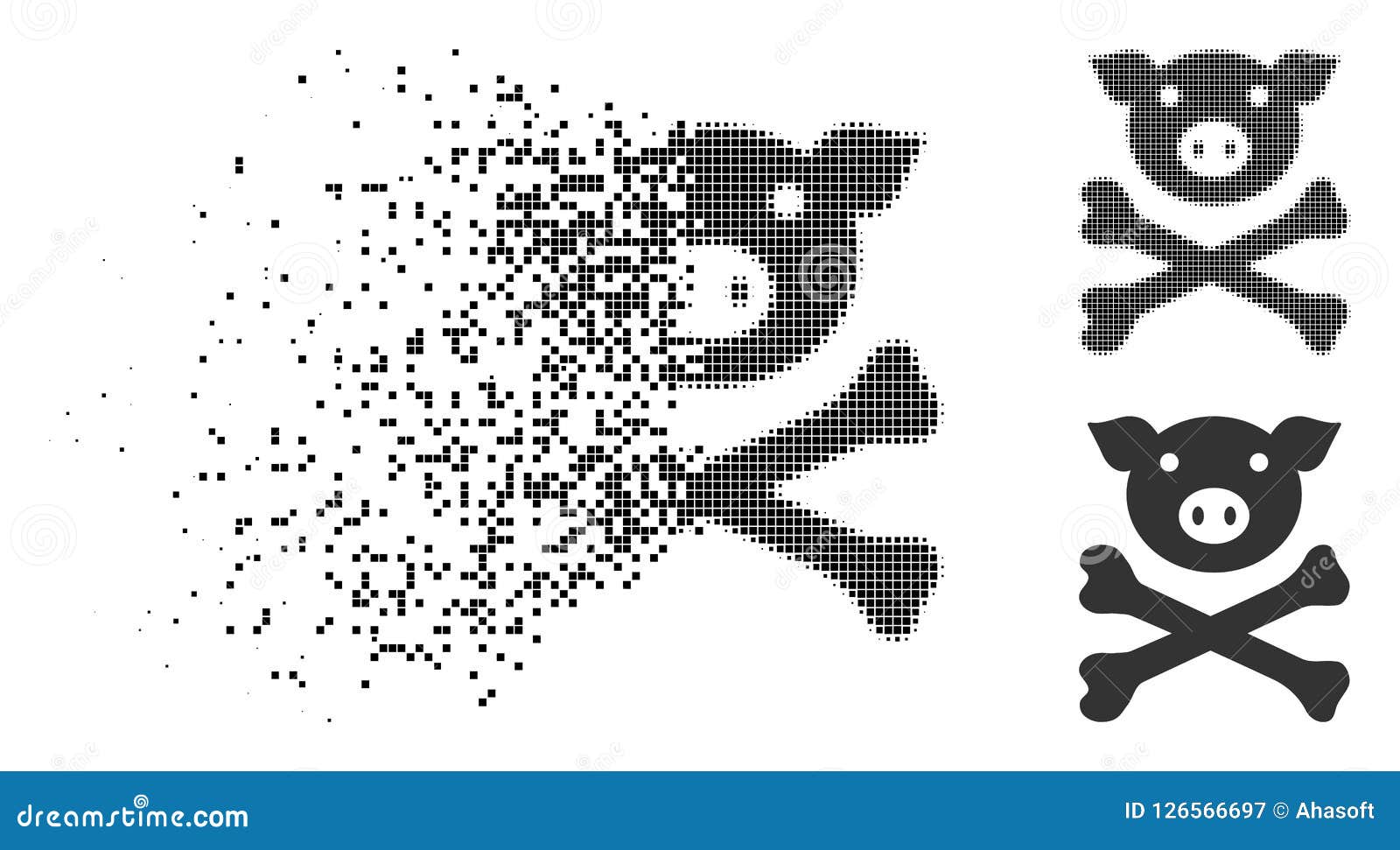Dissolved Dotted Halftone Pig Death Icon Stock Vector - Illustration of ...