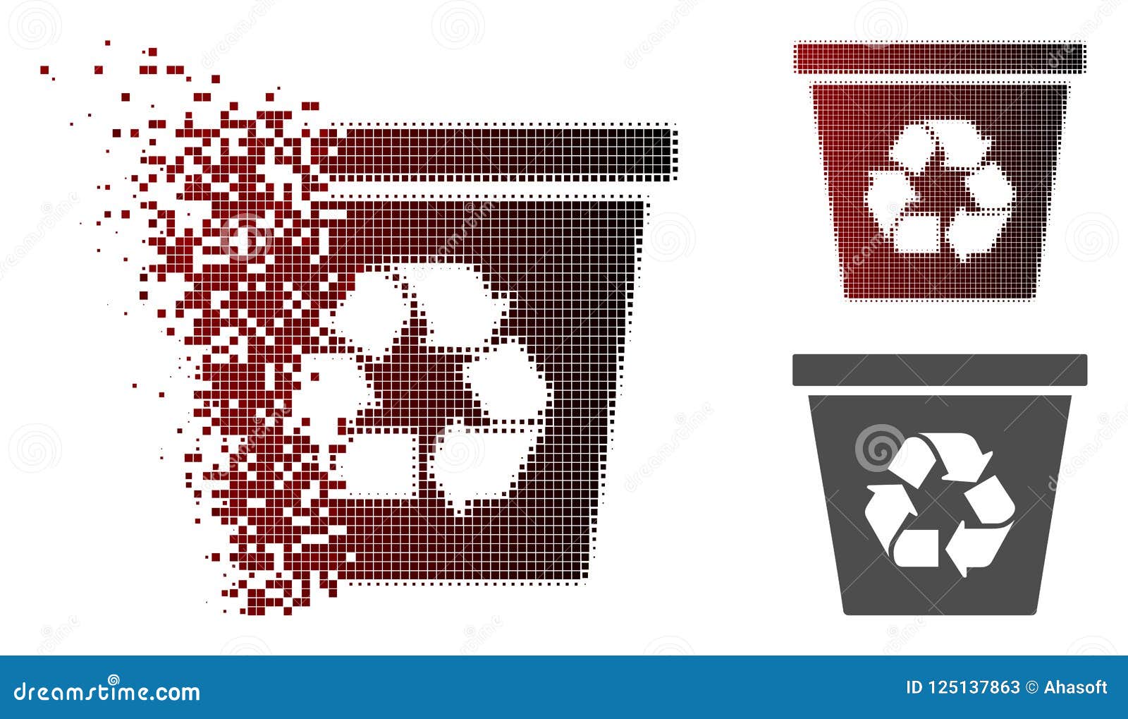 Dissolved Dotted Halftone Recycle Bin Icon Stock Vector - Illustration ...
