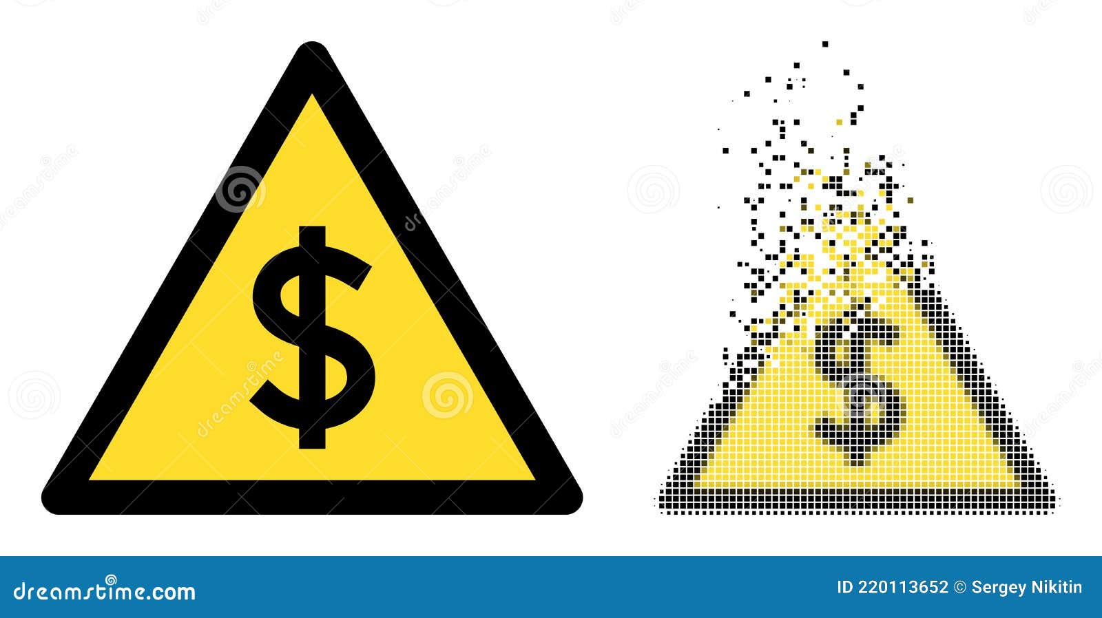 Dissolved Dotted and Original Dollar Warning Icon Stock Vector ...