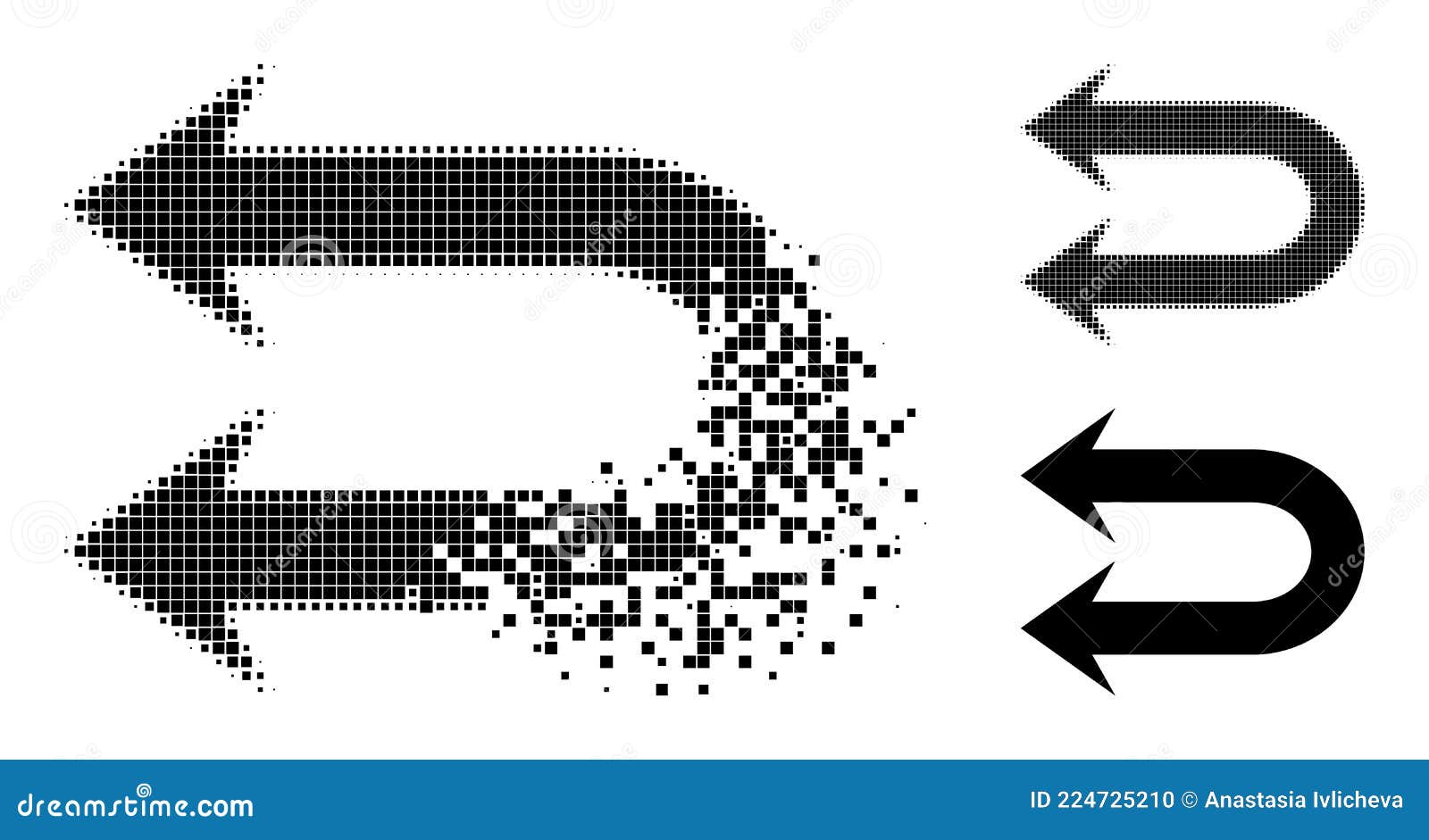 Dissolved Arrow Vector. Destructed, Disappeared, Pixelated Arrow ...