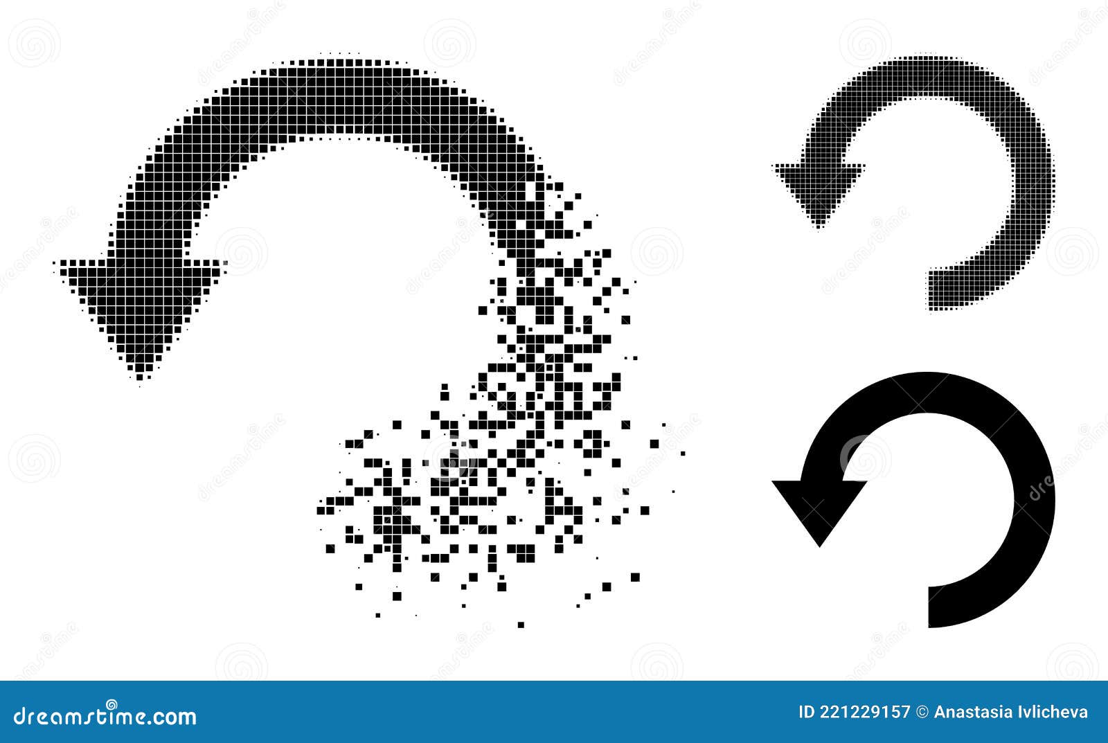 Dissolved and Halftone Dot Rotate Down Icon Stock Vector - Illustration ...
