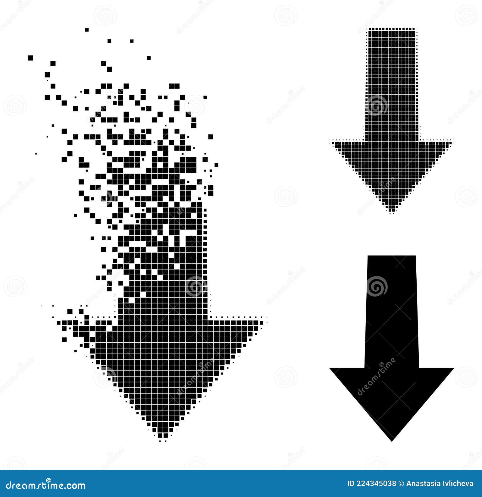 Dissolved Arrow Vector. Destructed, Disappeared, Pixelated Arrow ...