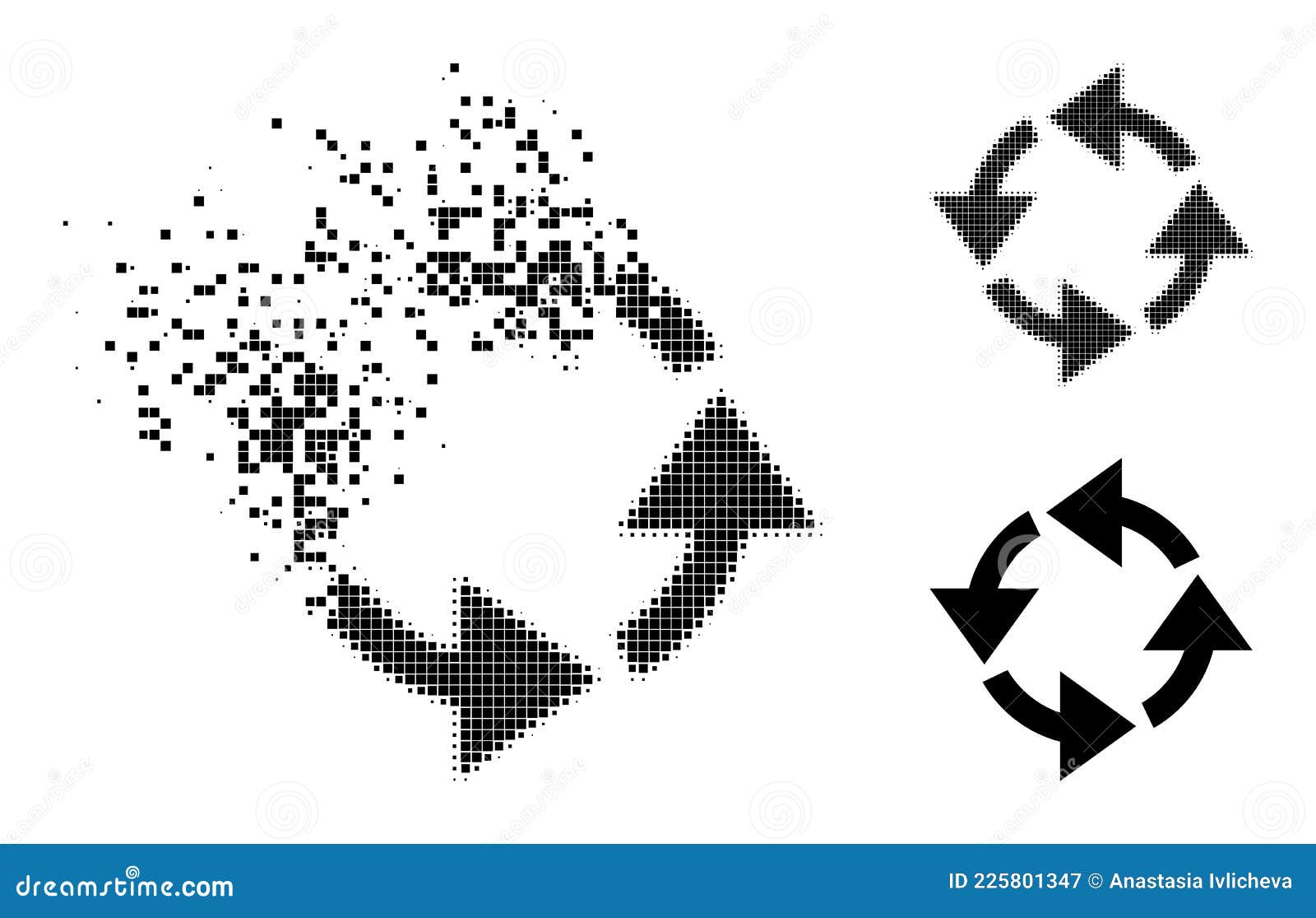 Dissolved and Halftone Pixel Recycle Icon Stock Vector - Illustration ...