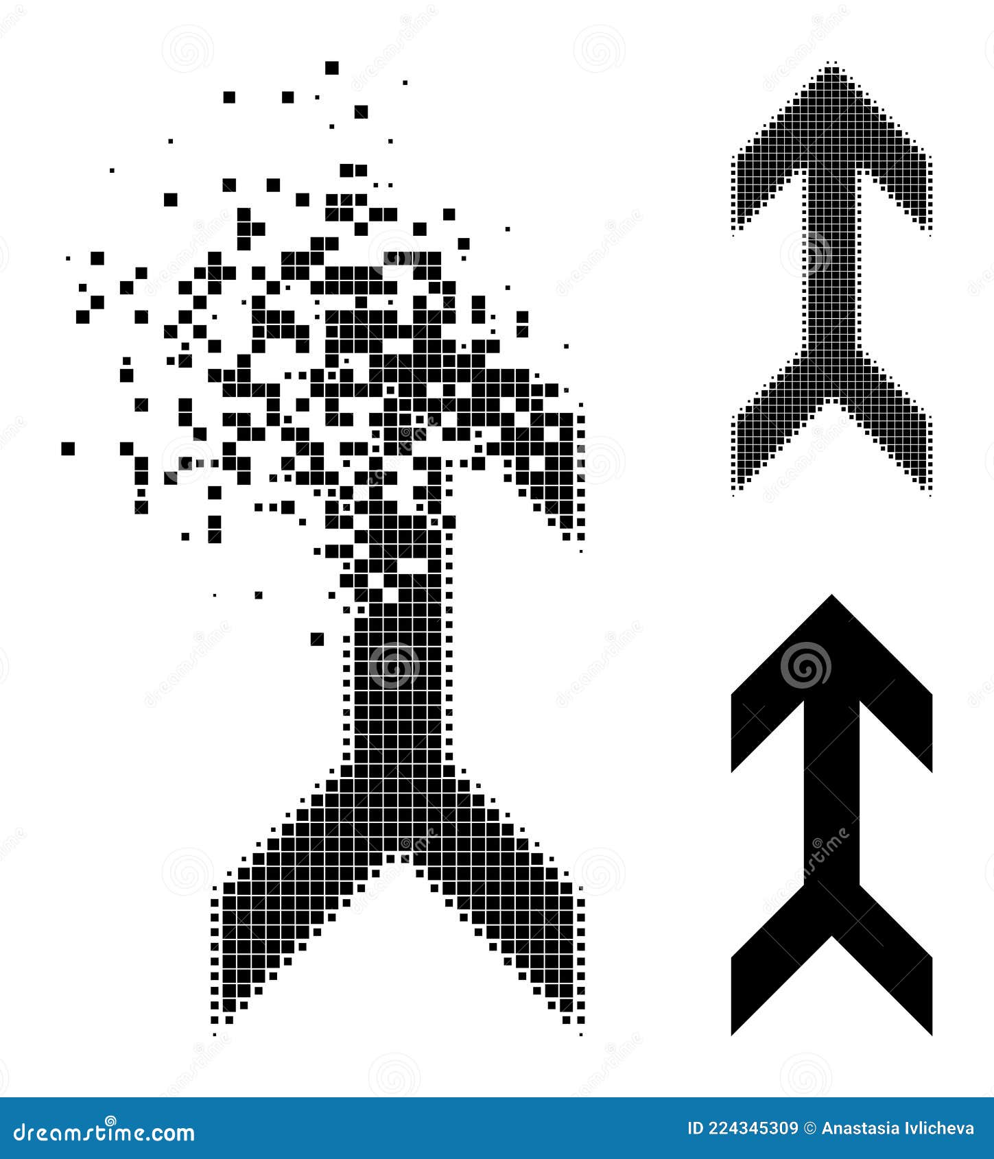 Dissolved and Halftone Pixelated Arrow Up Icon Stock Vector ...