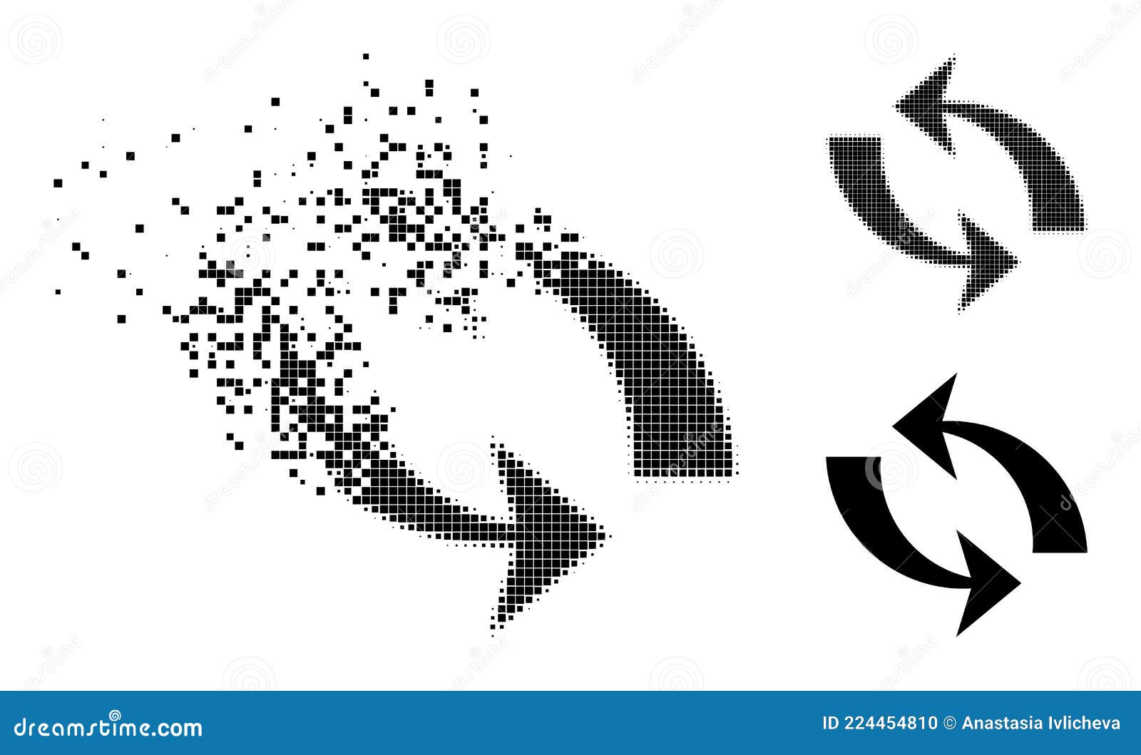 Dissolved and Halftone Pixelated Refresh Icon Stock Vector ...