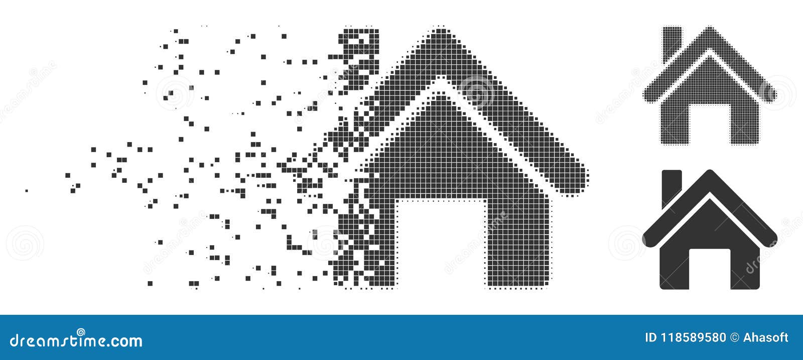 House Fragmented Pixel Halftone Icon Stock Vector - Illustration of ...