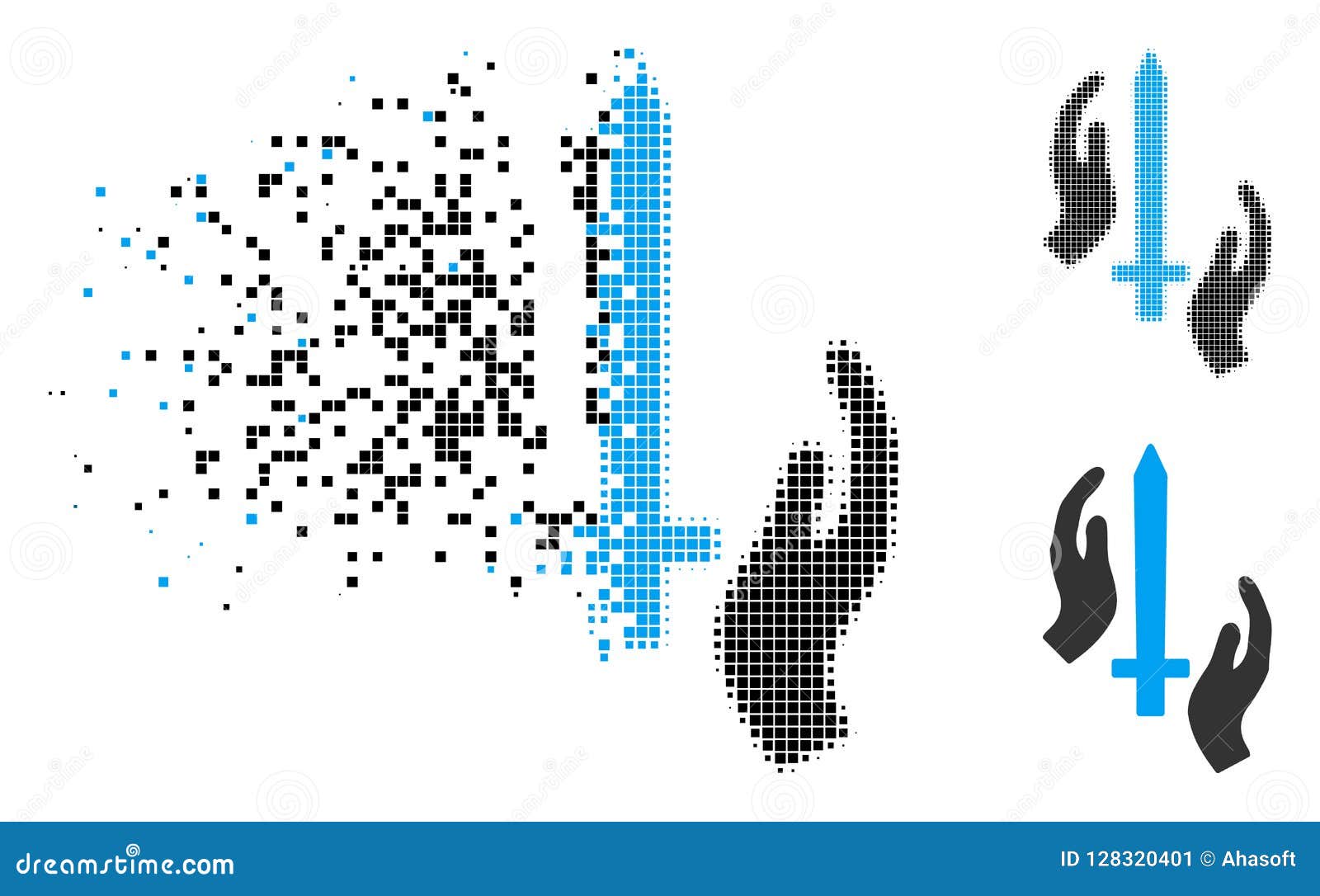 Dissolved Pixel Halftone Classic Guard Icon Stock Vector - Illustration ...