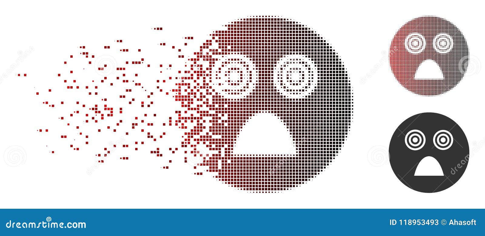 Dissolved Pixel Halftone Crazy Smiley Icon Stock Vector - Illustration ...