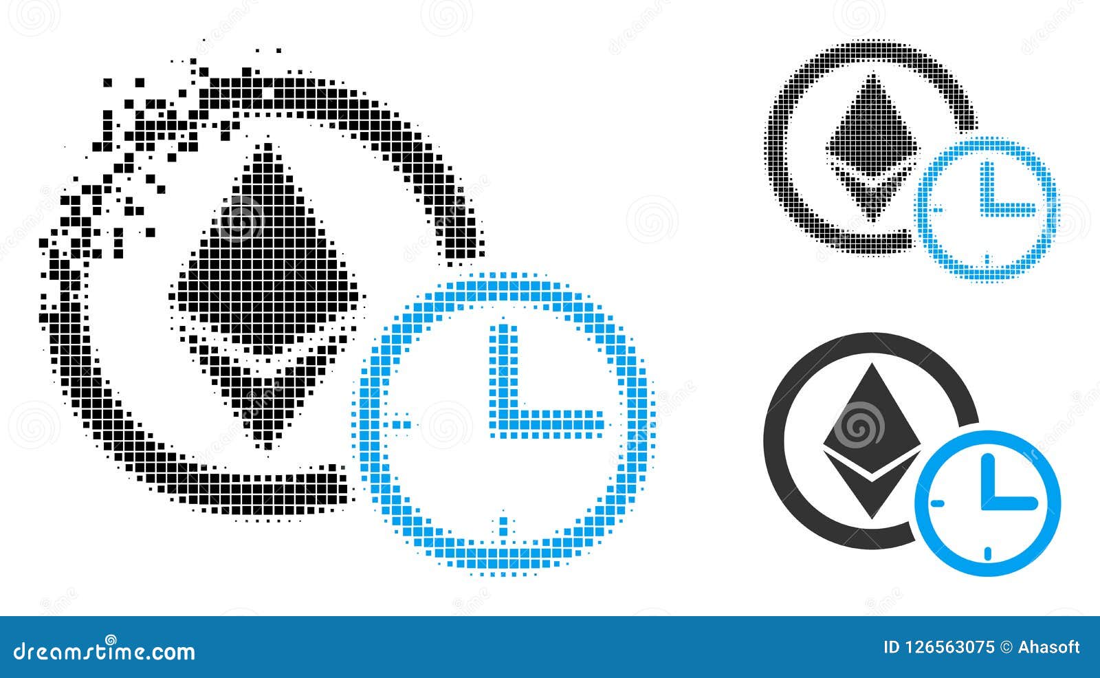 Dissolved Pixel Halftone Ethereum Credit Clock Icon Stock Vector ...