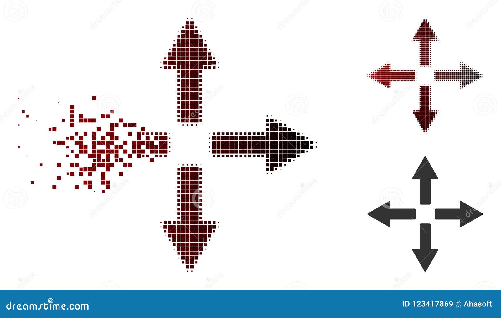 Dissolved Pixel Halftone Expand Arrows Icon Stock Vector - Illustration ...