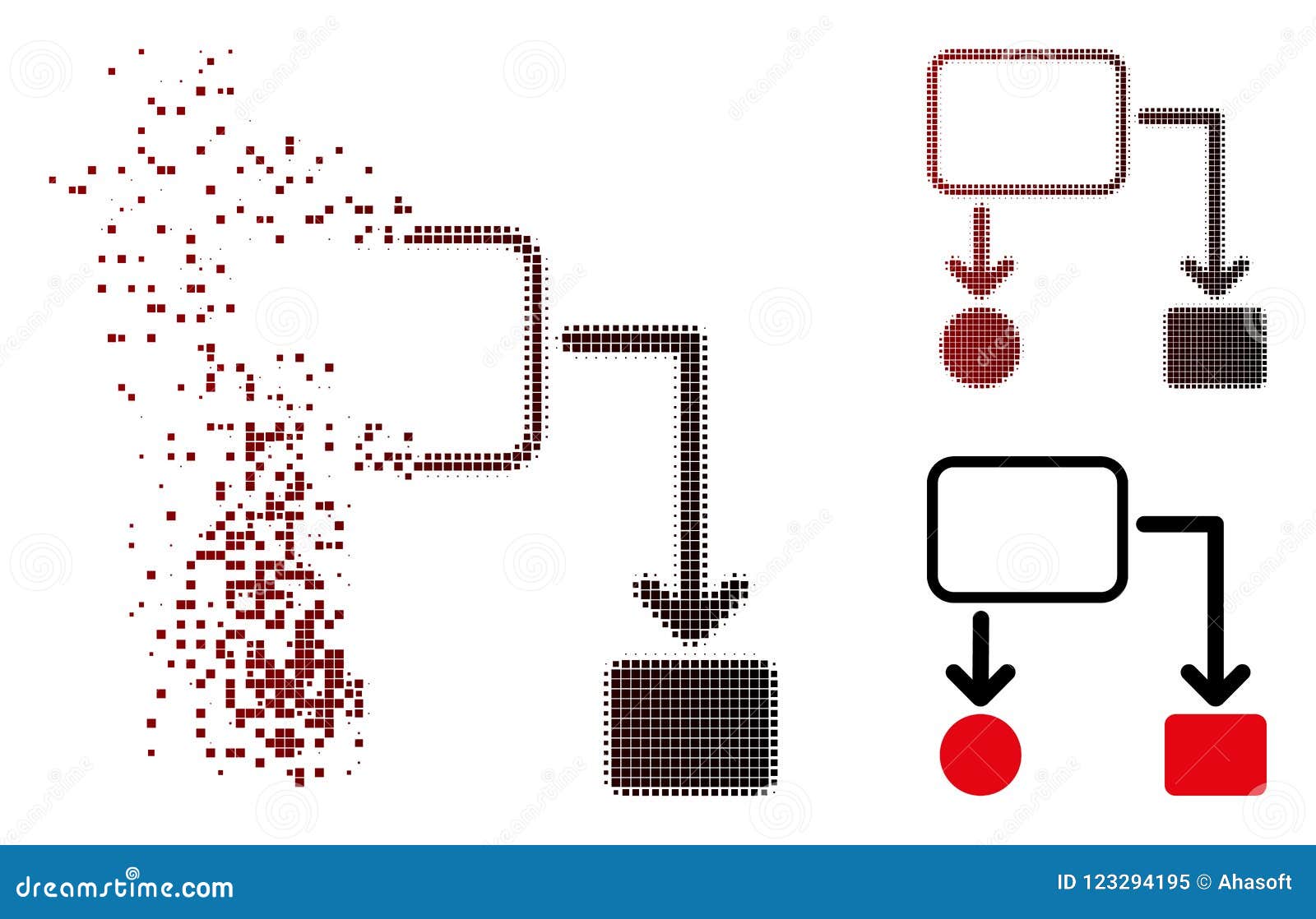 Dissolved Pixel Halftone Flowchart Scheme Icon Stock Vector ... Dissolved Pixel Halftone Flowchart Scheme Icon Stock Vector ...