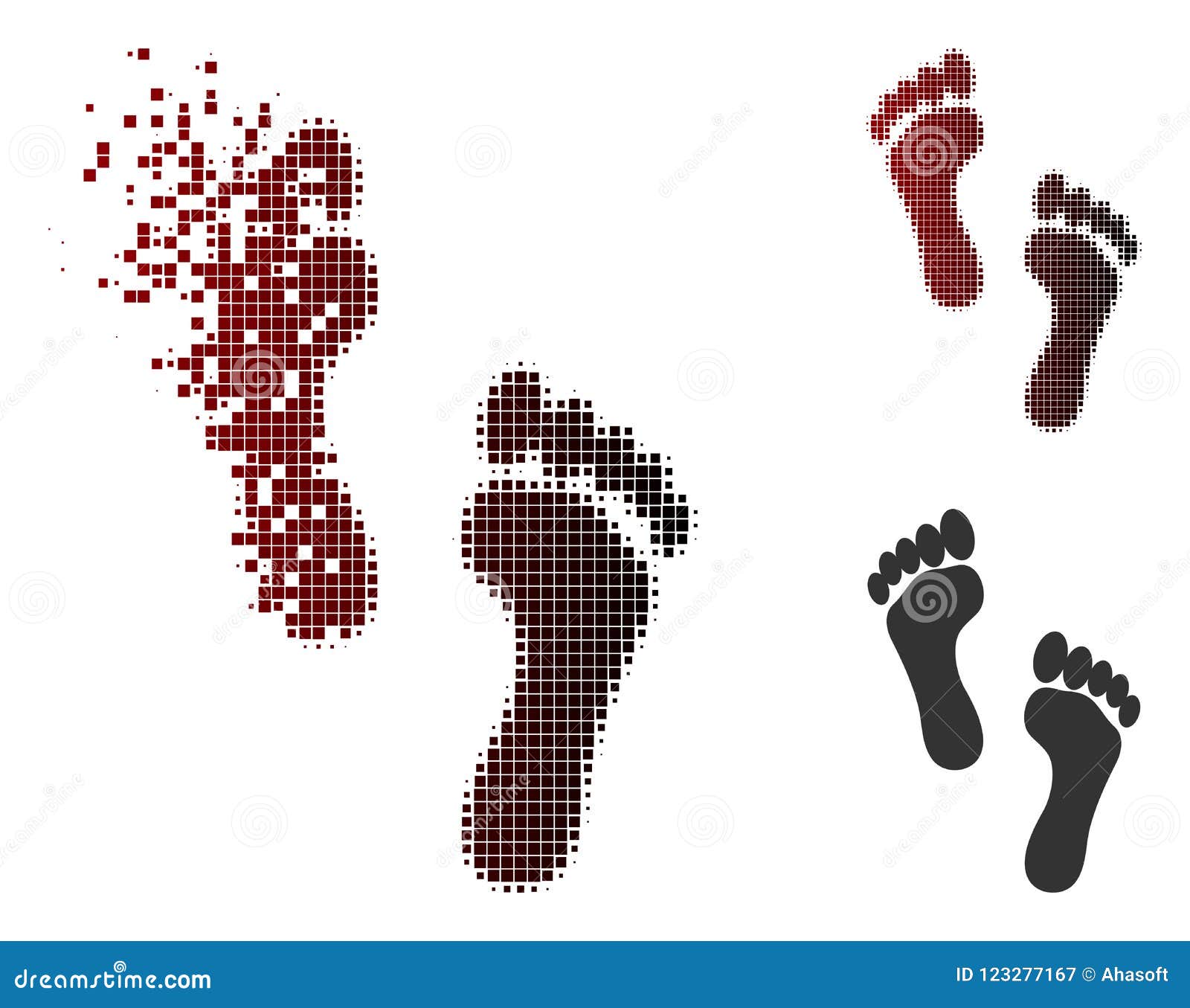 Dissolved Pixel Halftone Footprints Icon Stock Vector - Illustration of ...