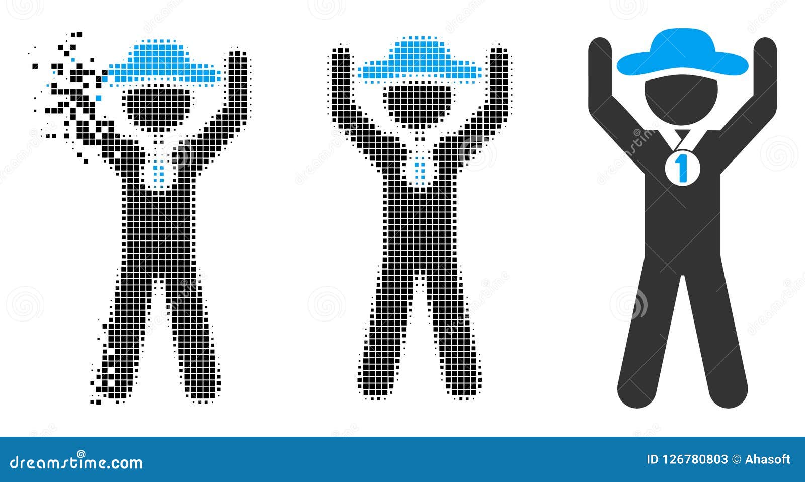 Dissolved Pixel Halftone Gentleman Champion Icon Stock Vector ... Dissolved Pixel Halftone Gentleman Champion Icon Stock Vector ...