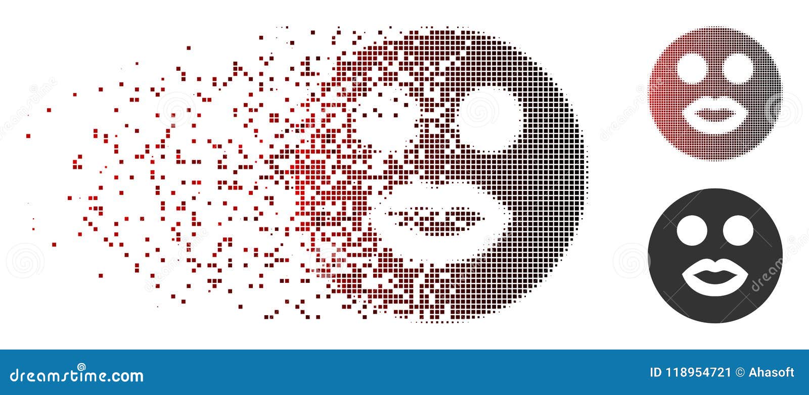 Dissolved Pixel Halftone Lady Smiley Icon Stock Vector - Illustration ...
