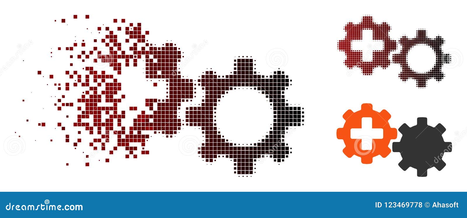 Dissolved Pixel Halftone Medical Process Gears Icon Stock Vector ... Dissolved Pixel Halftone Medical Process Gears Icon Stock Vector ...