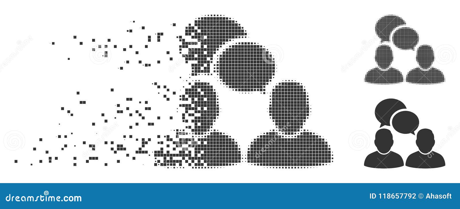 Dissolved Pixel Halftone People Dialog Icon Stock Vector - Illustration ...
