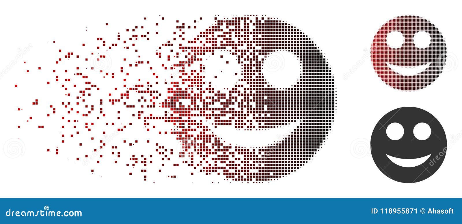 Dissolved Pixel Halftone Positive Smiley Icon Stock Vector ...