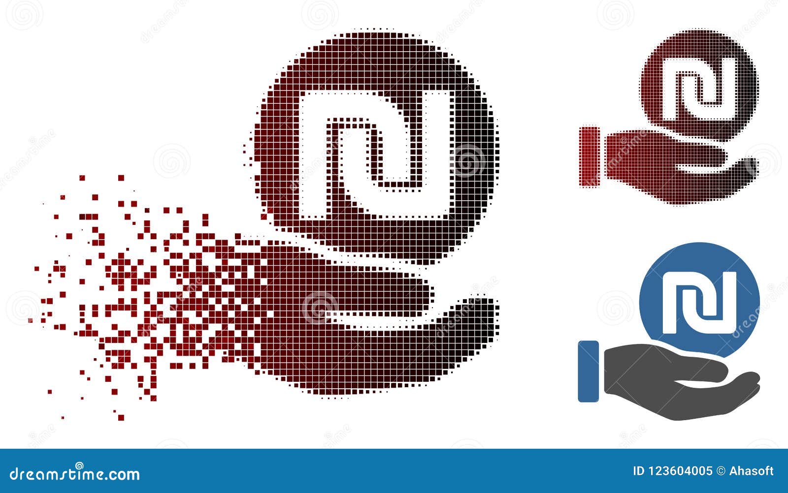 Dissolved Pixel Halftone Shekel Coin Payment Hand Icon Stock Vector ... Dissolved Pixel Halftone Shekel Coin Payment Hand Icon Stock Vector ...