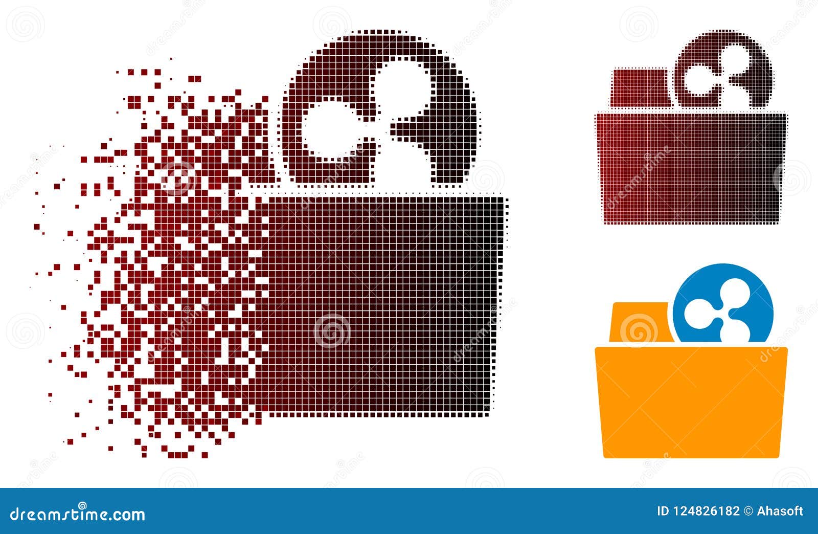 Dissolved Pixelated Halftone Ripple Folder Icon Stock Vector ...