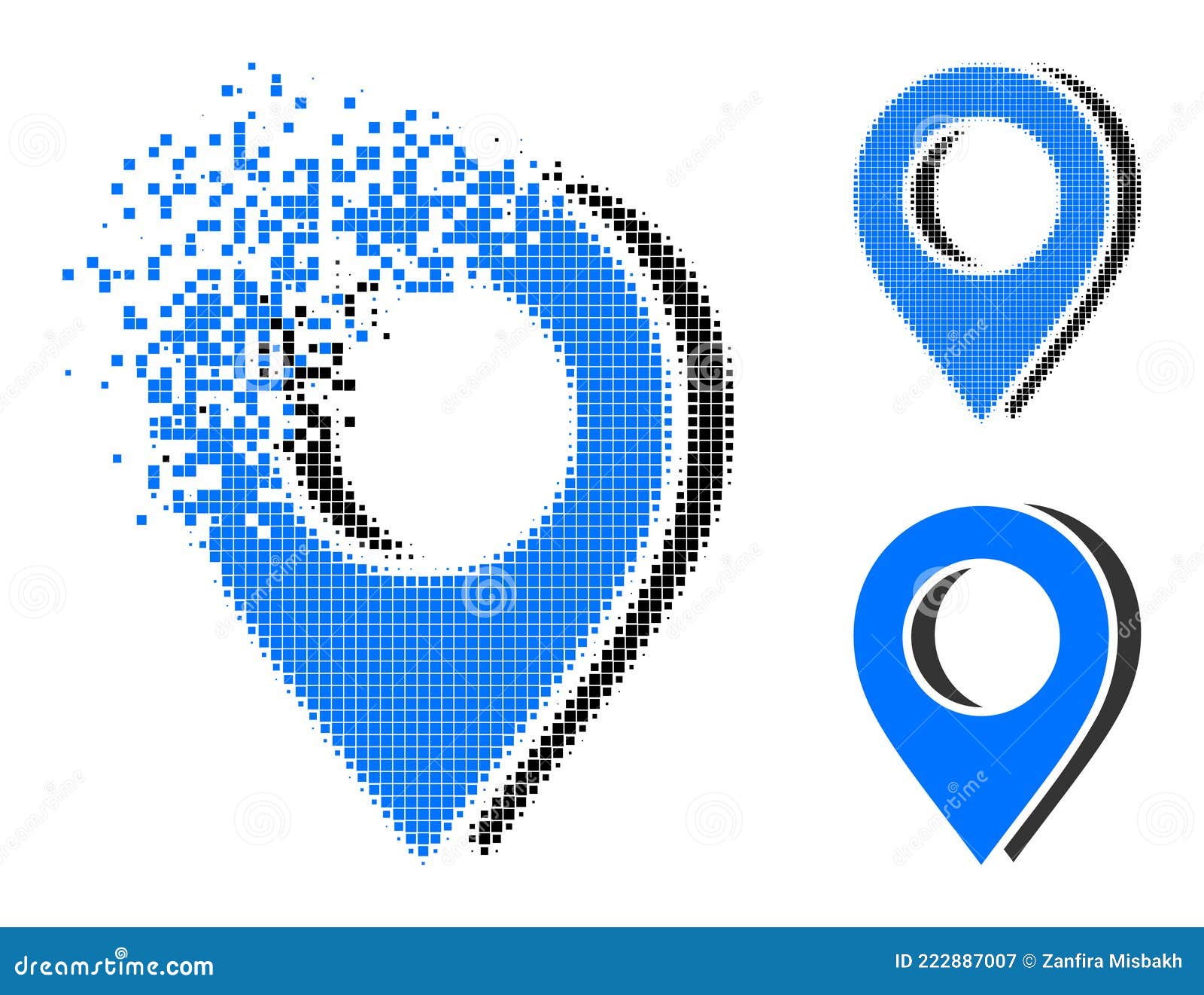 Dissolved Pixelated Map Marker Shadow Icon with Halftone Version Stock ... Dissolved Pixelated Map Marker Shadow Icon with Halftone Version Stock ...