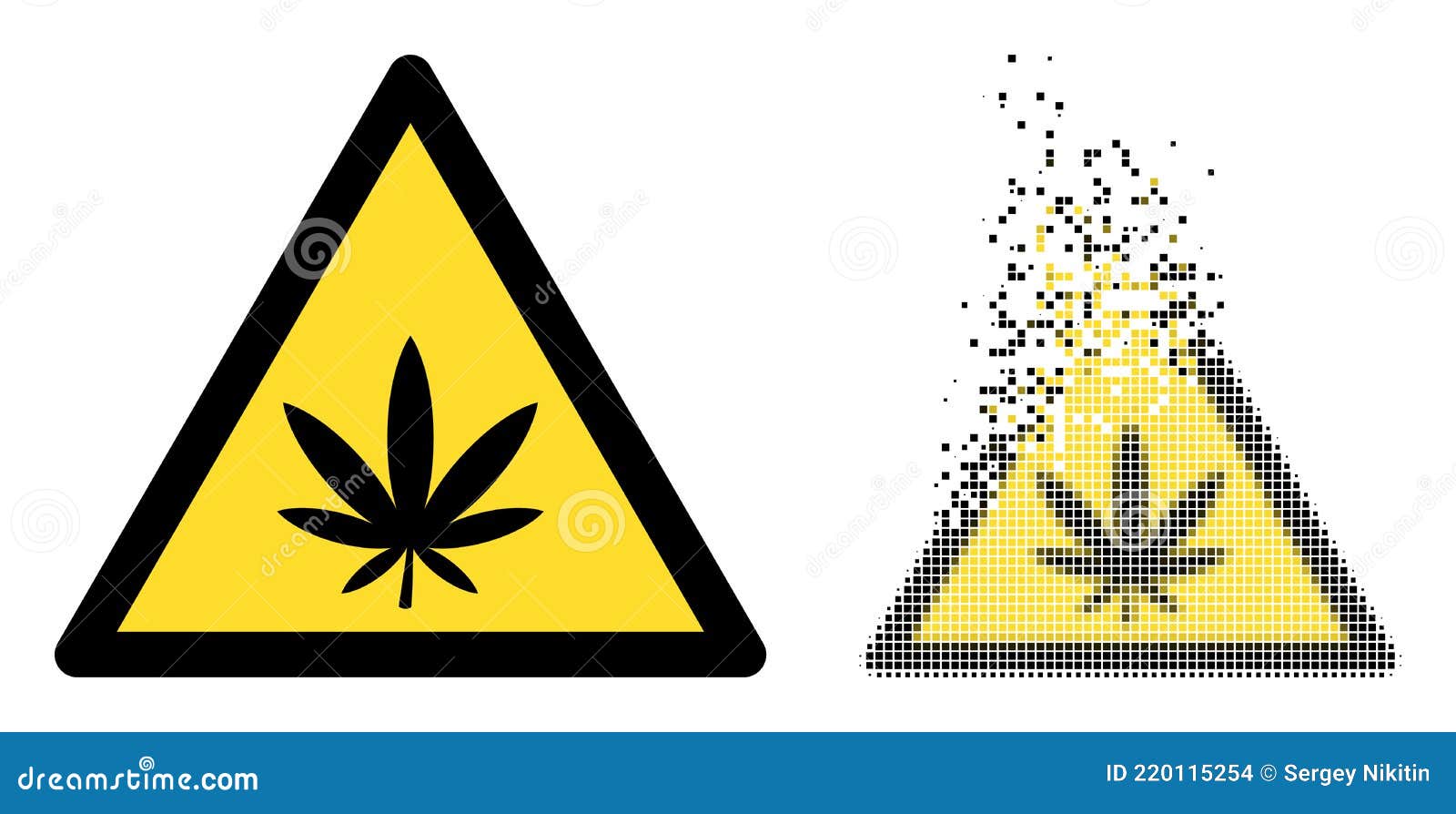 Fragmented Pixel and Original Marijuana Warning Icon Stock Vector ... Fragmented Pixel and Original Marijuana Warning Icon Stock Vector ...