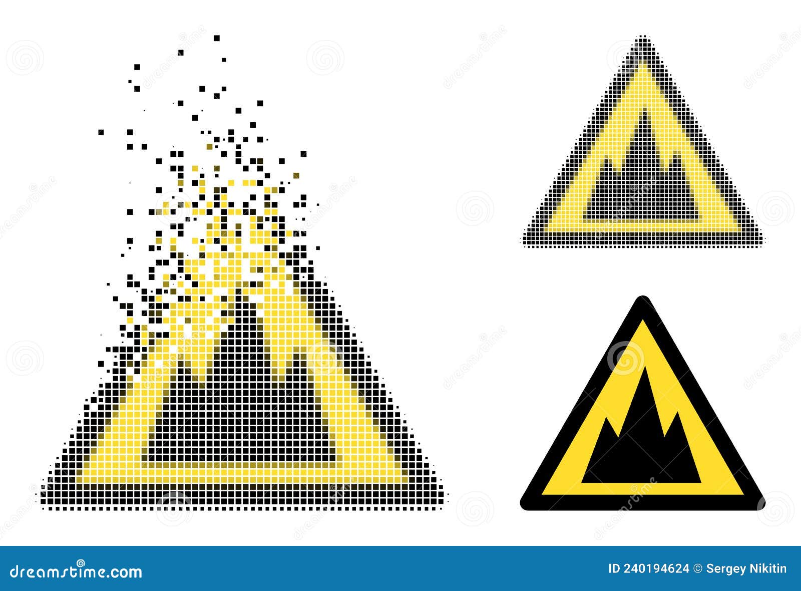 Dissolved Pixelated and Original Mountains Warning Icon Stock Vector ...